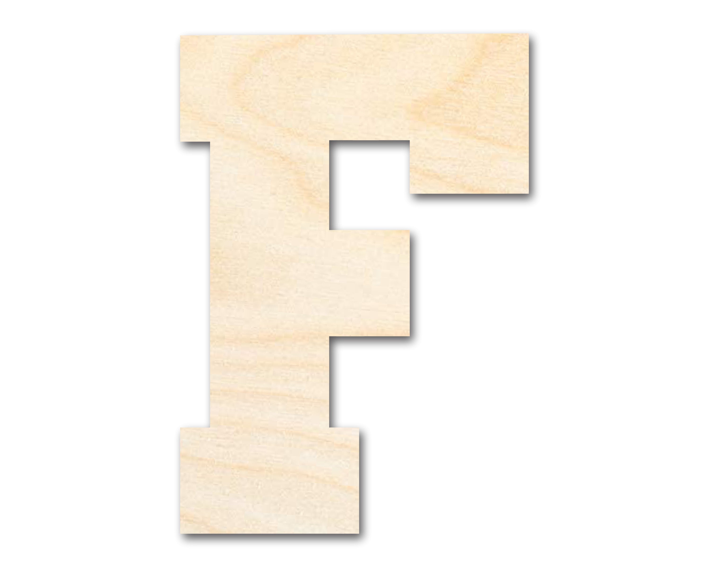 Unfinished Wood Varsity Team Font - F Shape | DIY Craft Cutout | up to