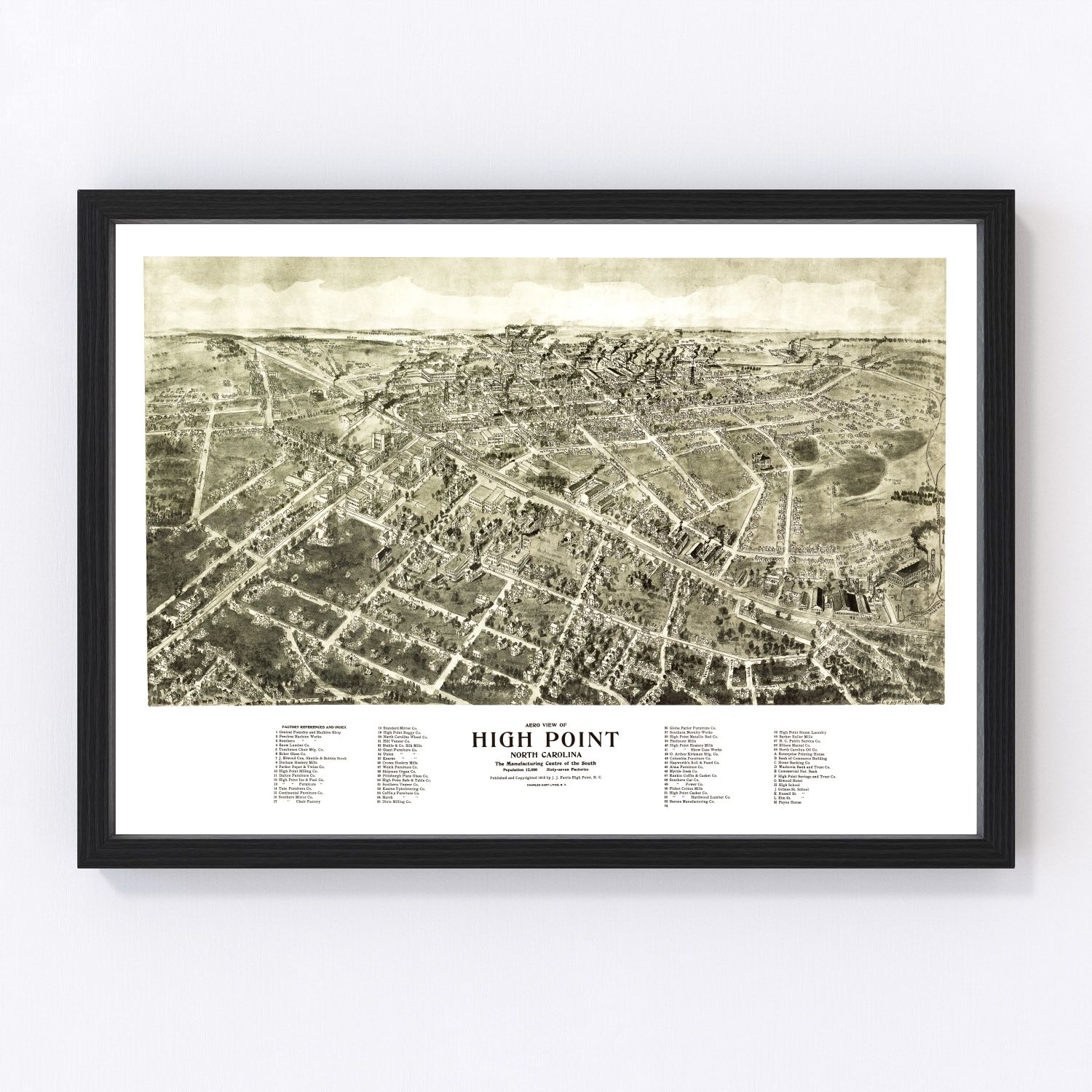 Vintage Map of High Point, North Carolina 1913