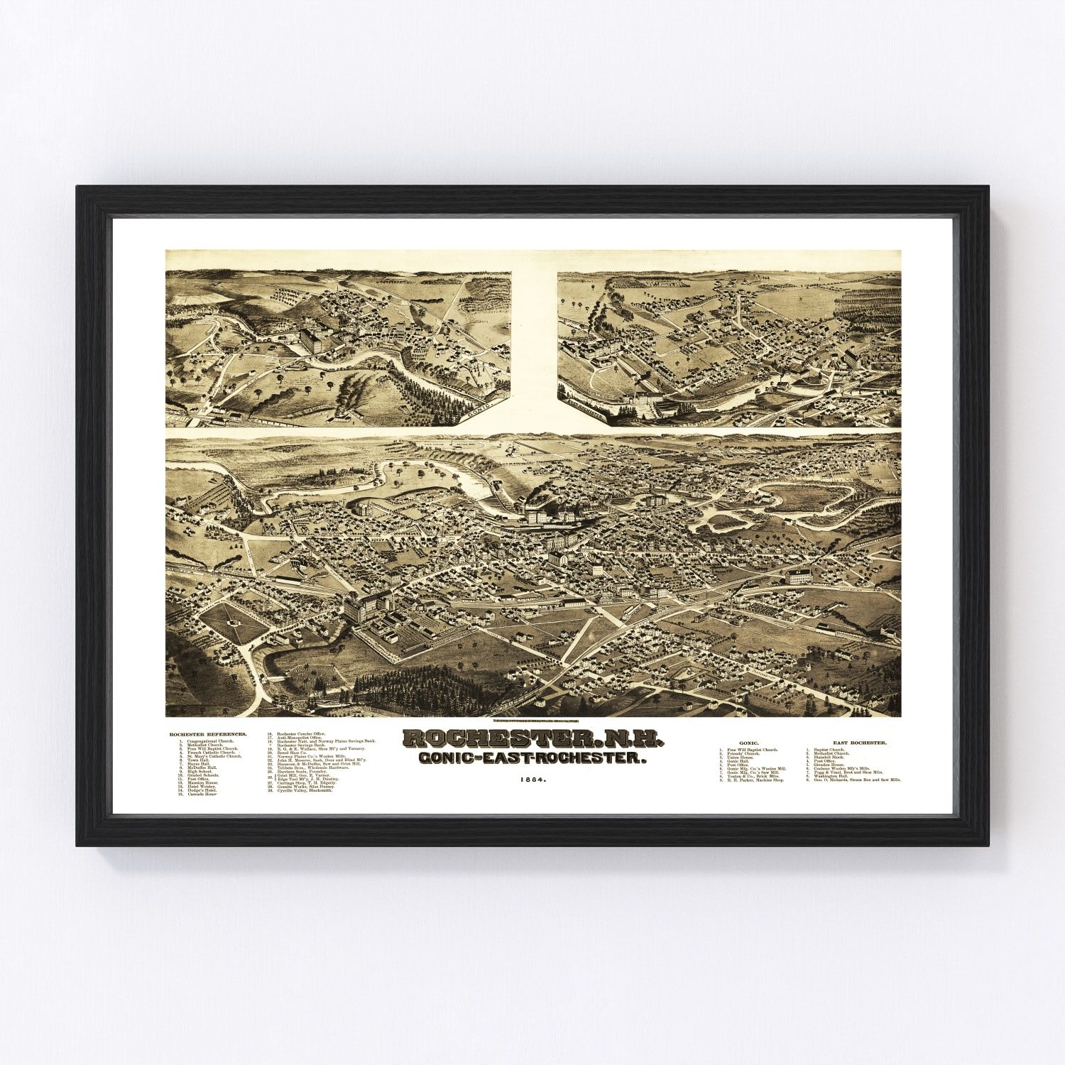 Vintage Map of Rochester, New Hampshire 1884