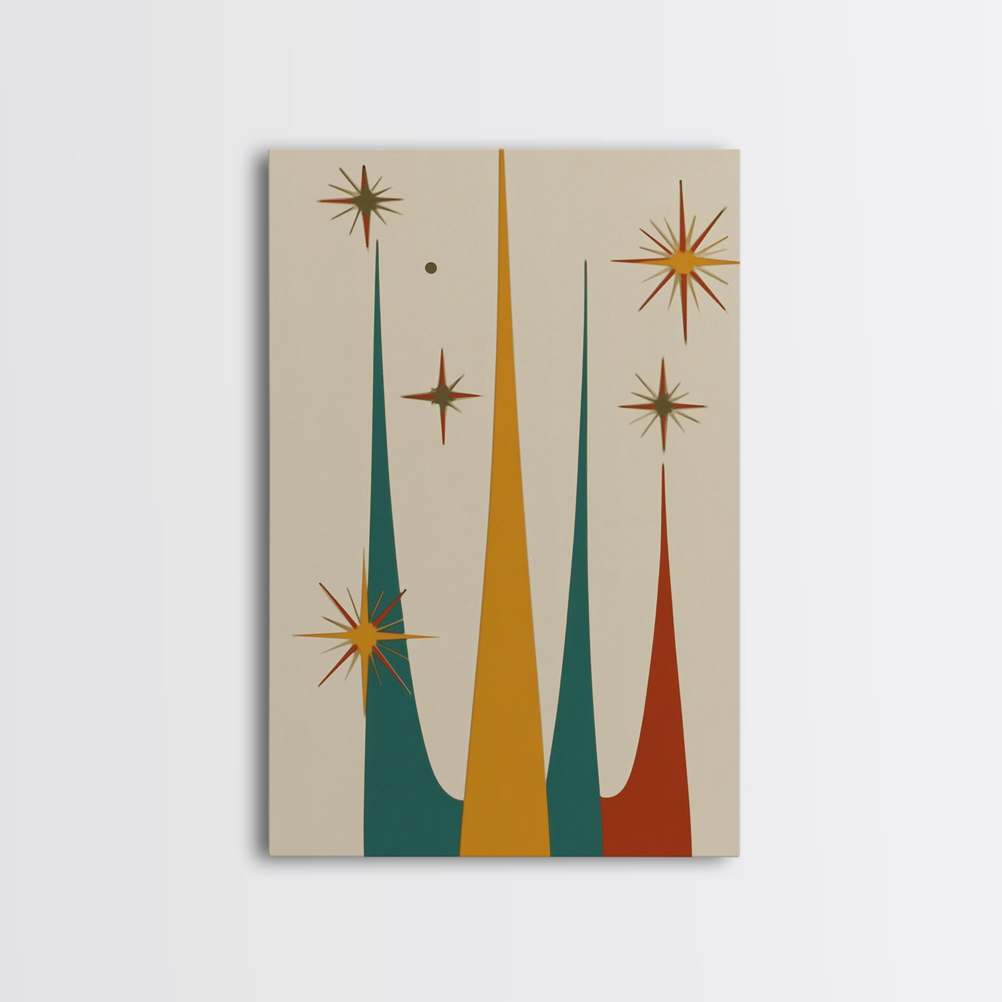 Retro Mid Century Modern Star Burst, 1950s Style Wall Art, Canvas Prin