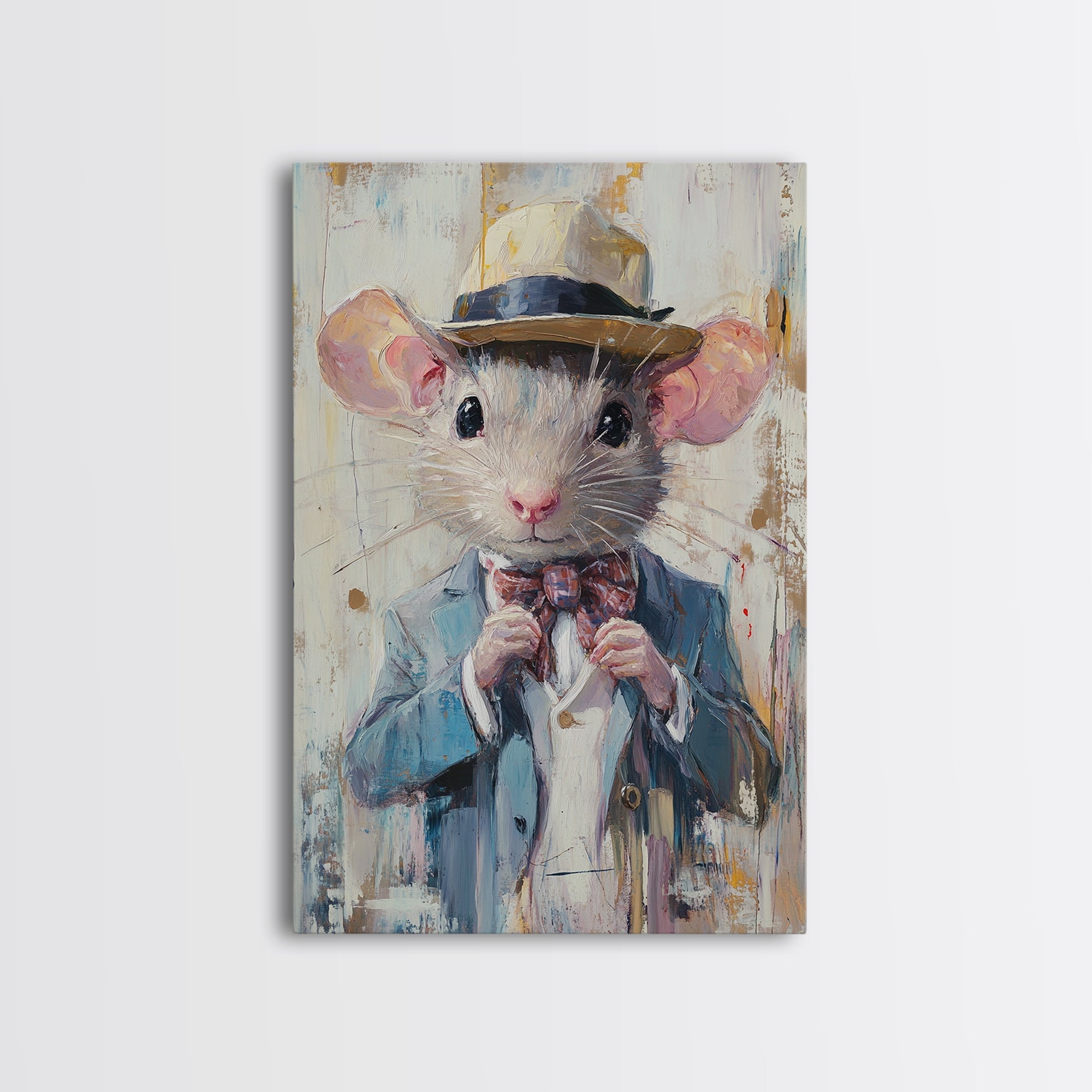 Dapper Rat Gentleman Canvas Print, Pet Rat Prints, Vintage Rat Art, Dr