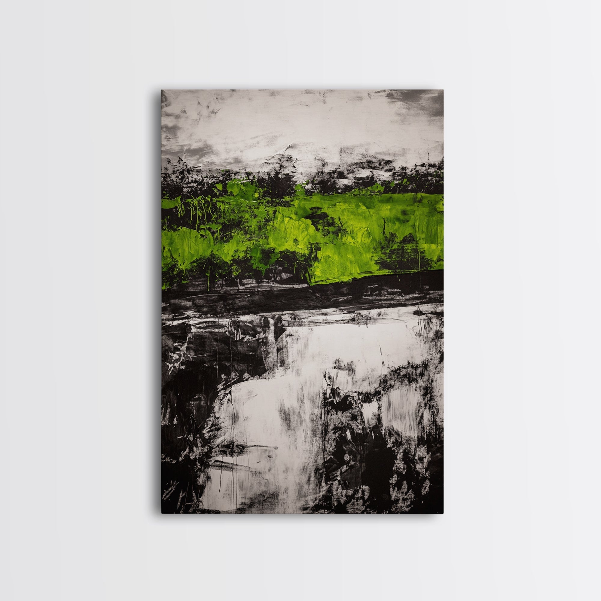Abstract Art, Green and Black Print, Bold Nature Inspired Decor, Conte