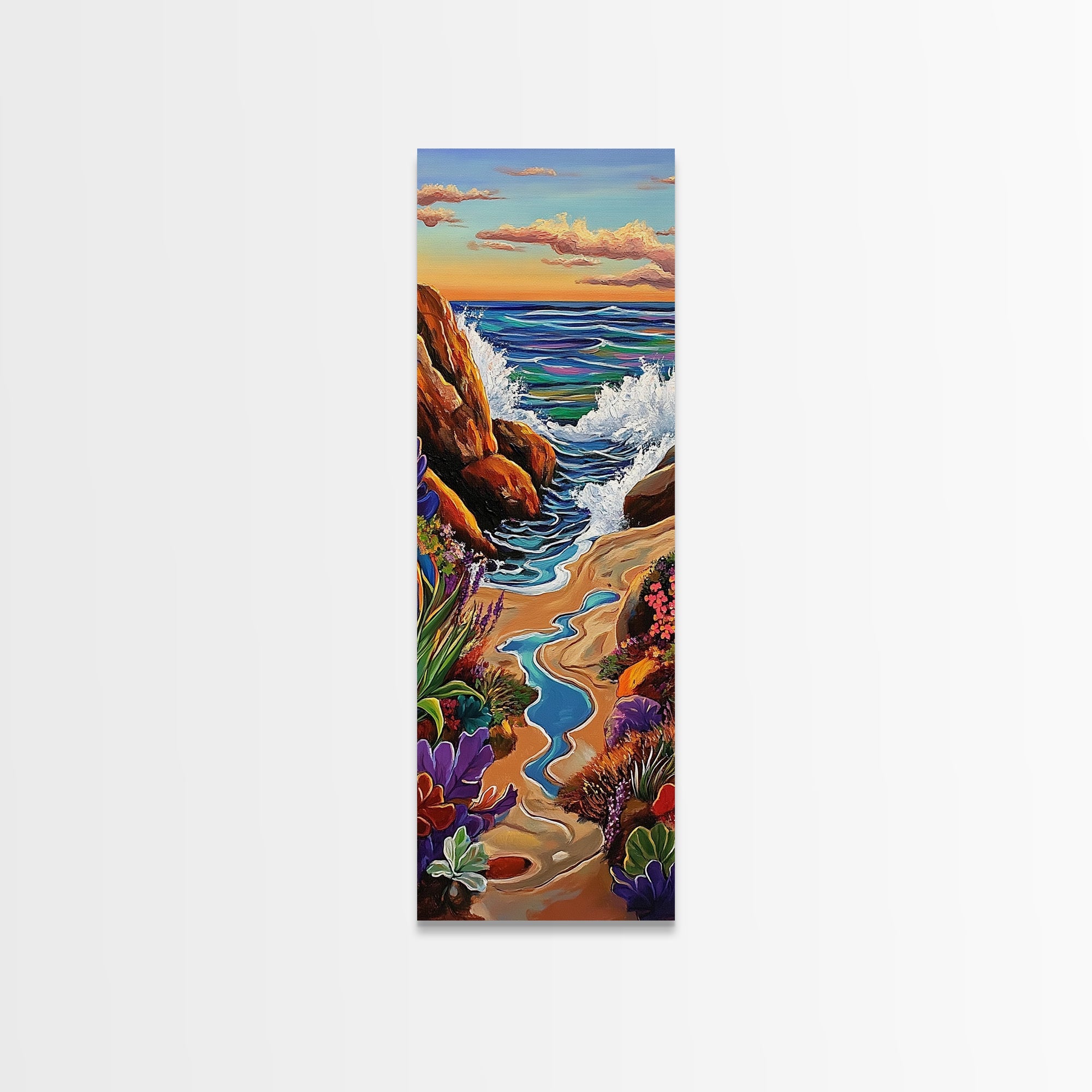 Beach Path, Rocks, Canvas Print, Coastal Wall Art, Nature Inspired Hal