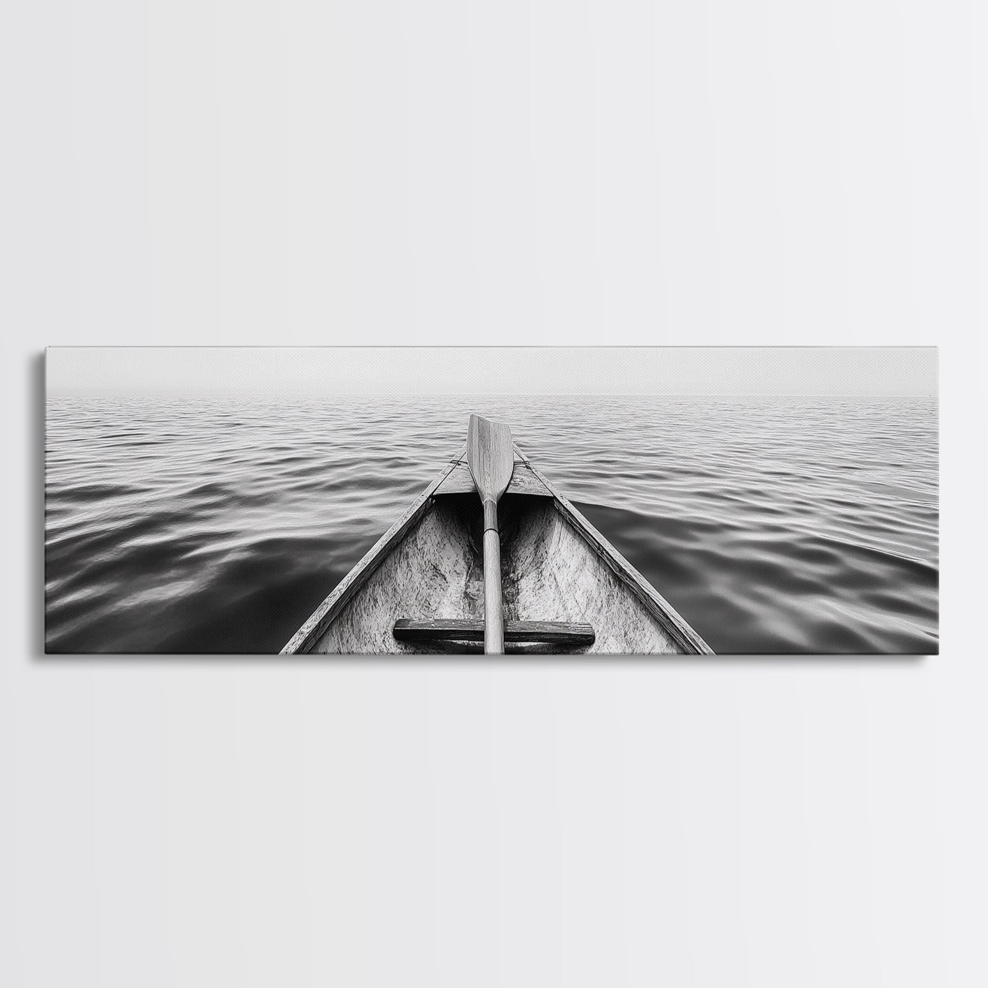 Canoe View, Open Water, Ocean Drift, Paddleboat Scene, Canvas Print, a