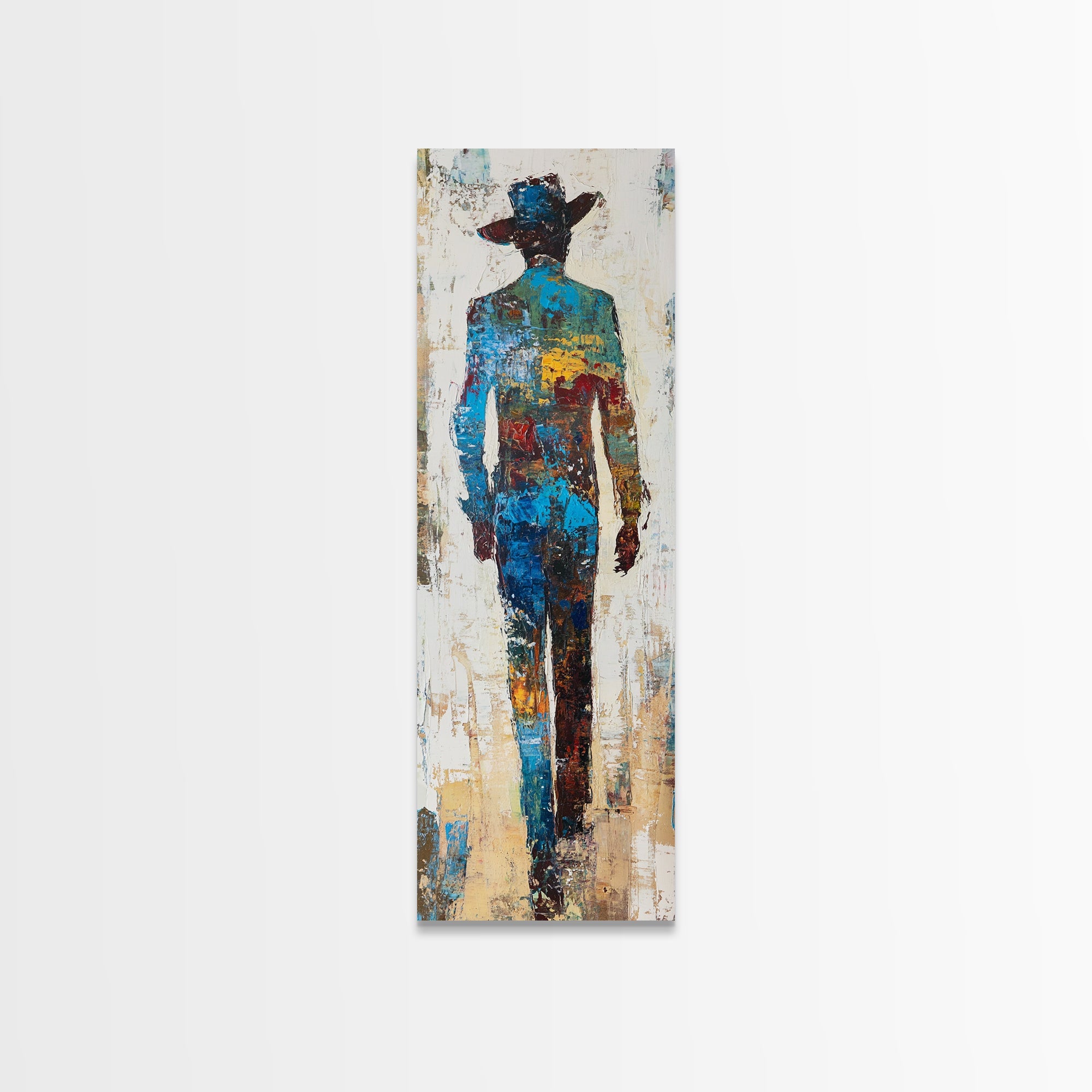 Abstract Cowboy Art Framed Canvas Print Western Rustic Wall Art, South