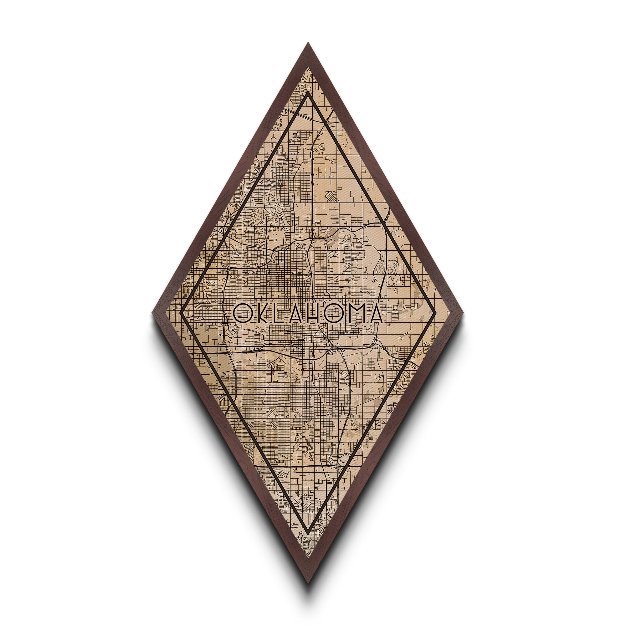 Oklahoma City Diamond Shaped Travel Poster, Custom Diamond Shaped Wall