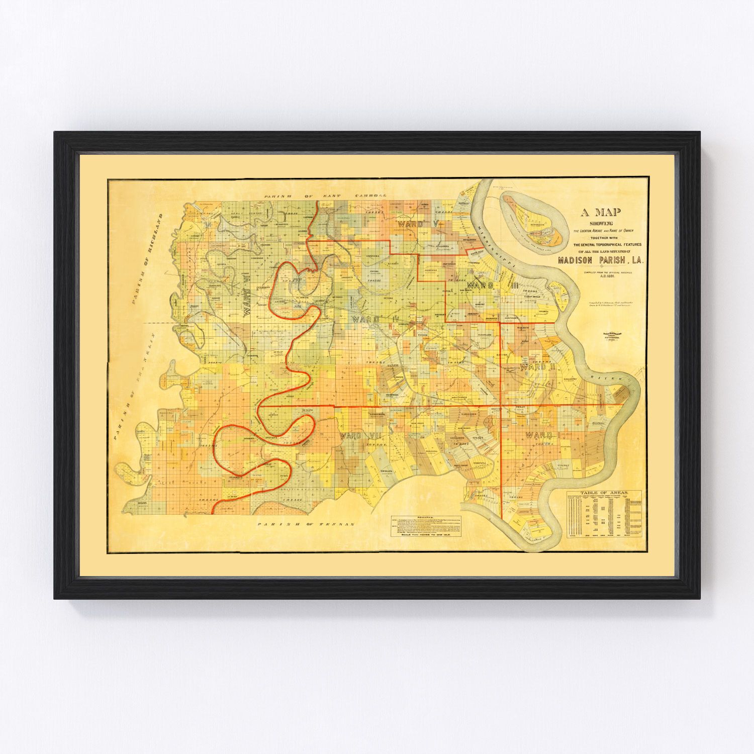 Vintage Map of Madison Parish, Louisiana 1891
