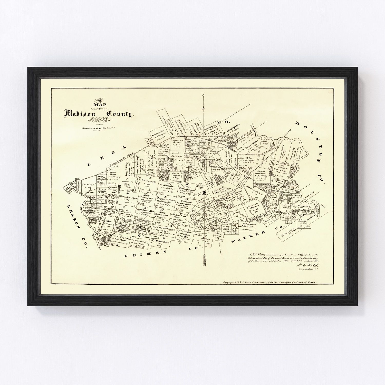 Vintage Map of Madison County, Texas 1879