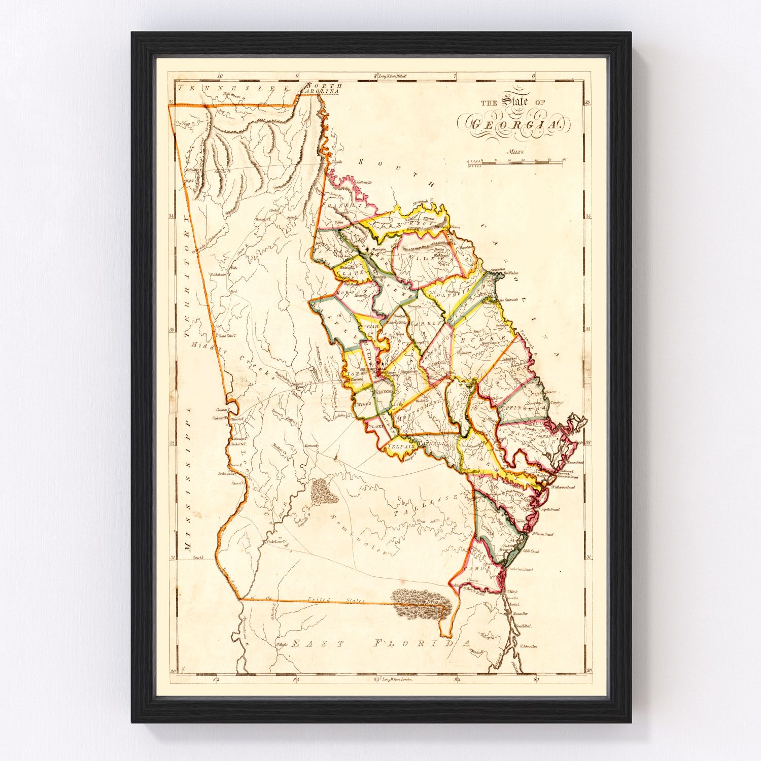 Vintage Map of Georgia 1818