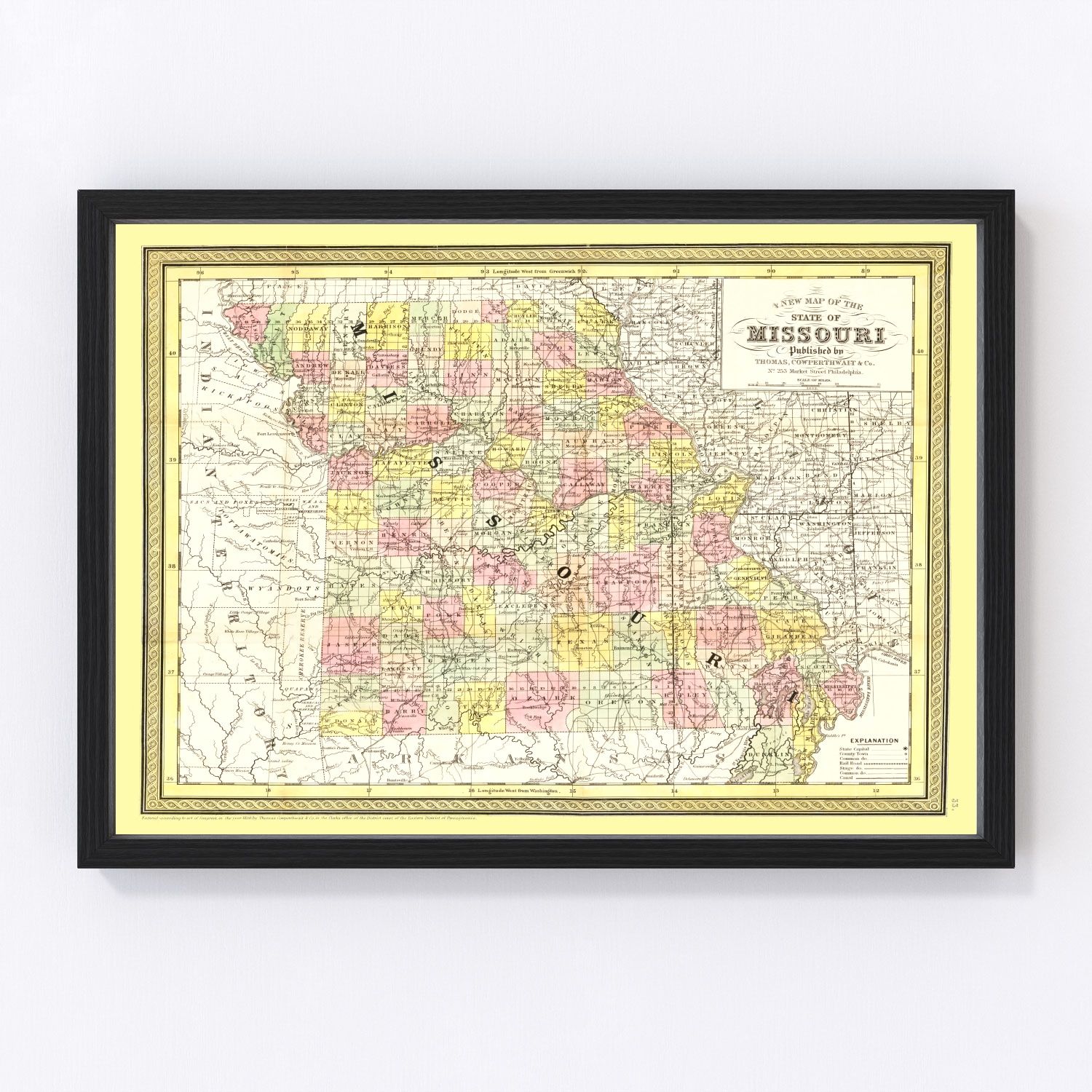 Vintage Map of Missouri 1852