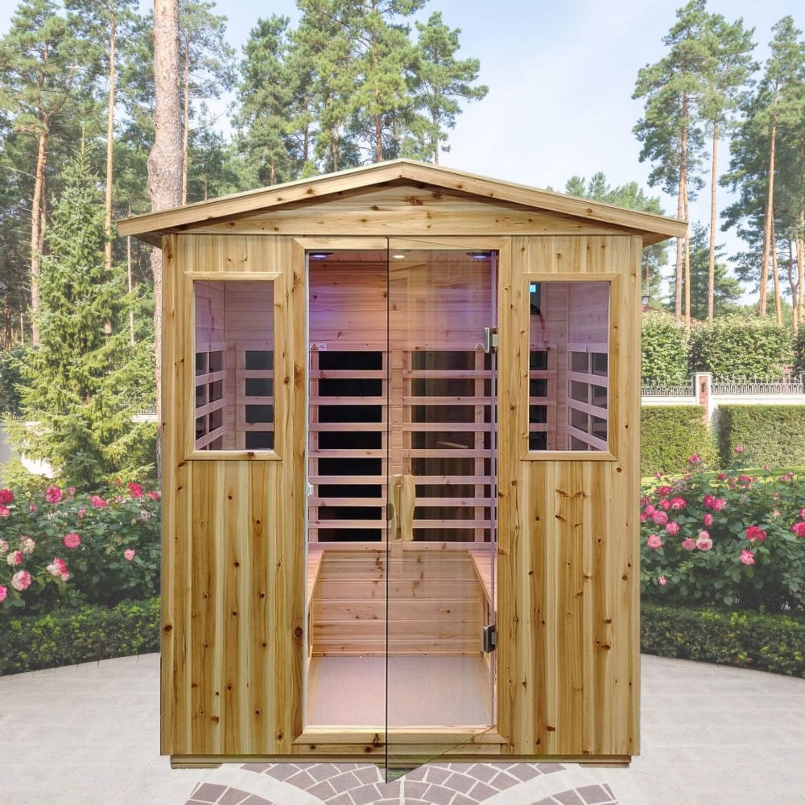 Thermora Deluxe 4-Person Outdoor Infrared Hemlock Sauna With Bluetooth