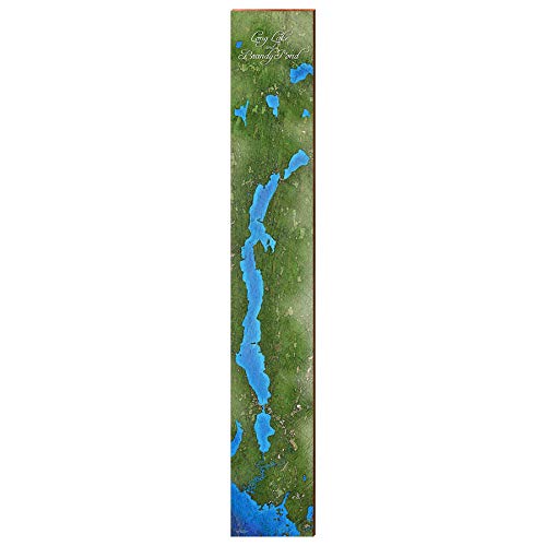 Long Lake, Brandy Pond Map Home Decor Art Print on Real Wood