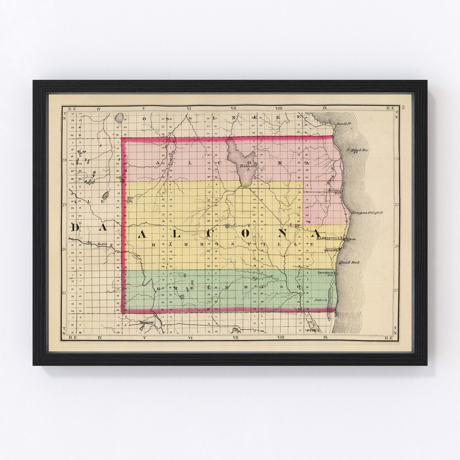 Vintage Map of Alcona County, Michigan 1873