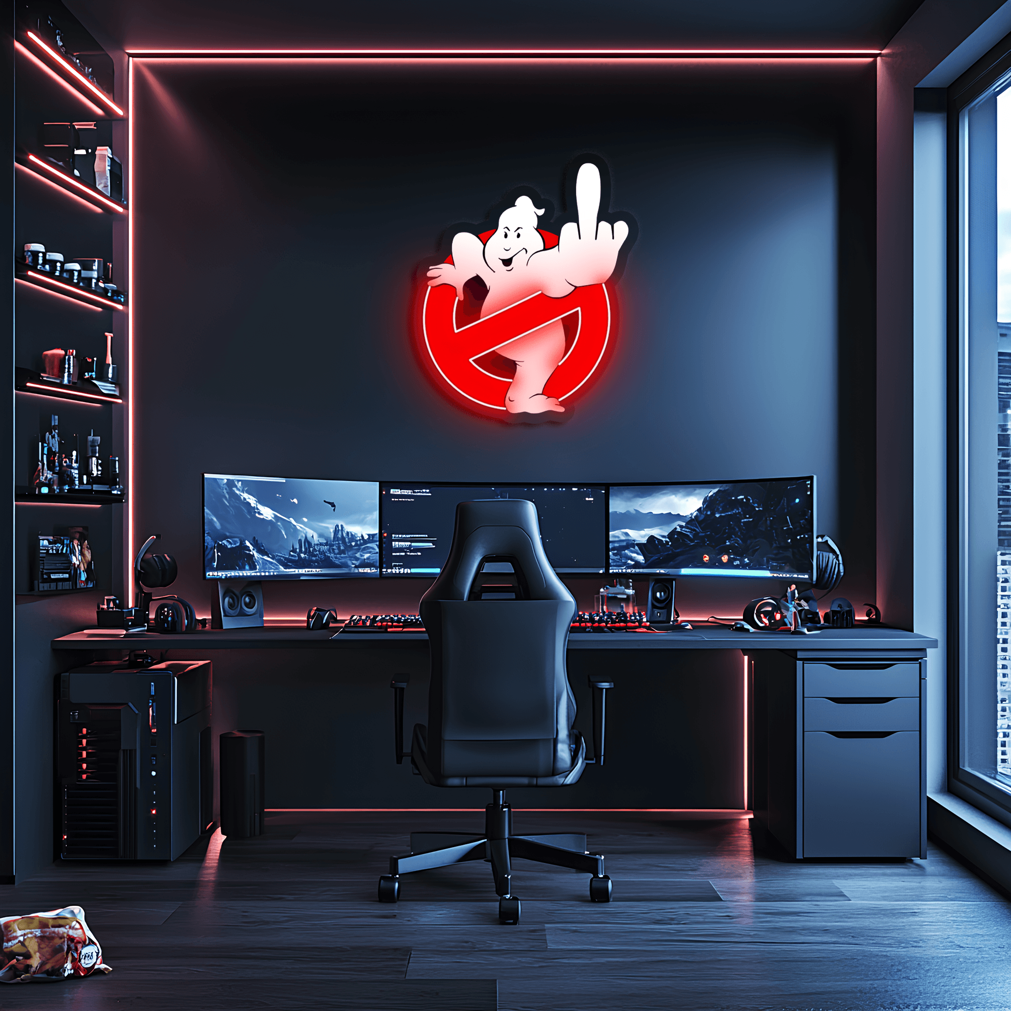 Ghostbusters Plexiglass Neon Art, Uv Print Neon Sign, Neon Light Sign,