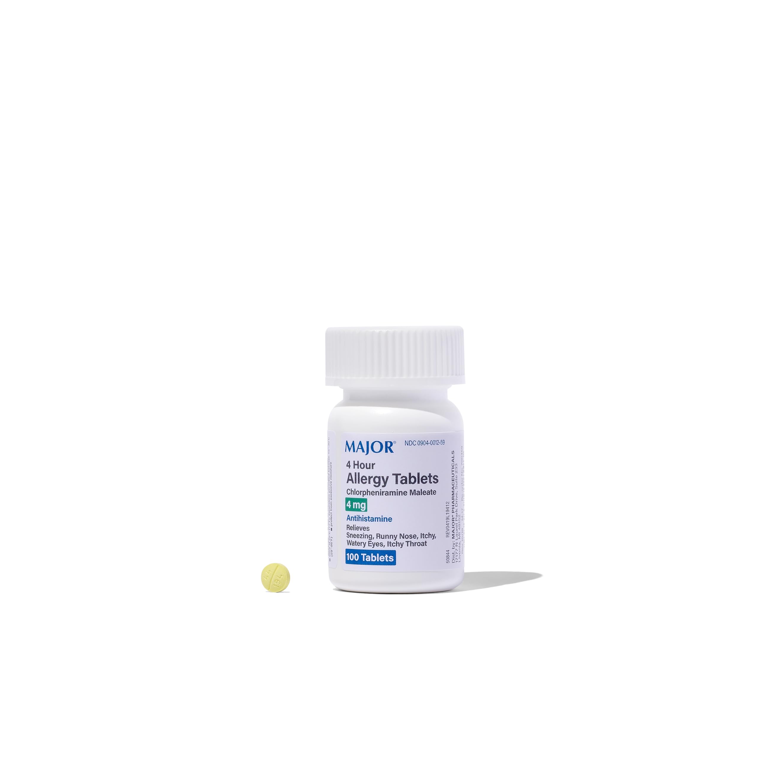 MAJOR 4 Mg Allergy Tablets - Chlorpheniramine Maleate 4-Hour Allergy M