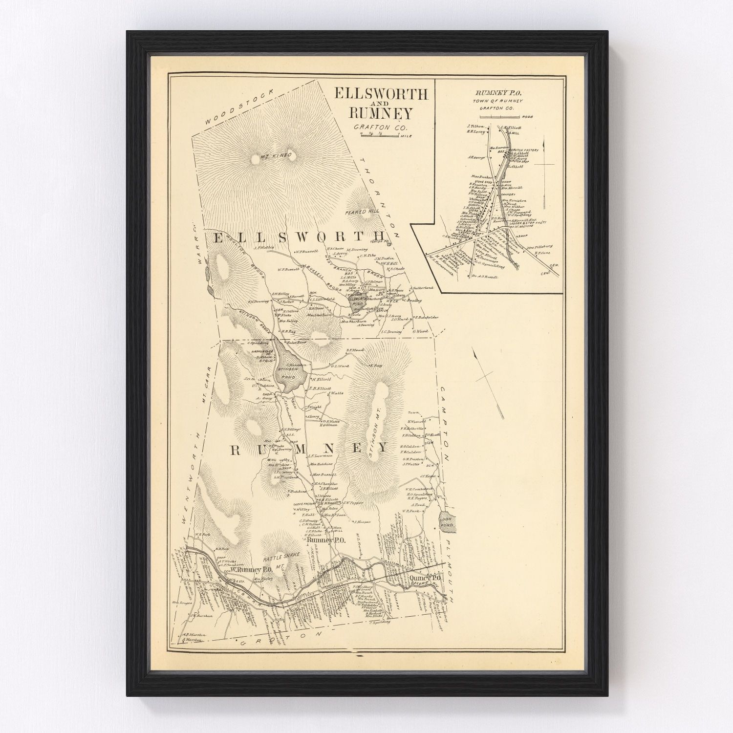 Vintage Map of Ellsworth, New Hampshire 1892