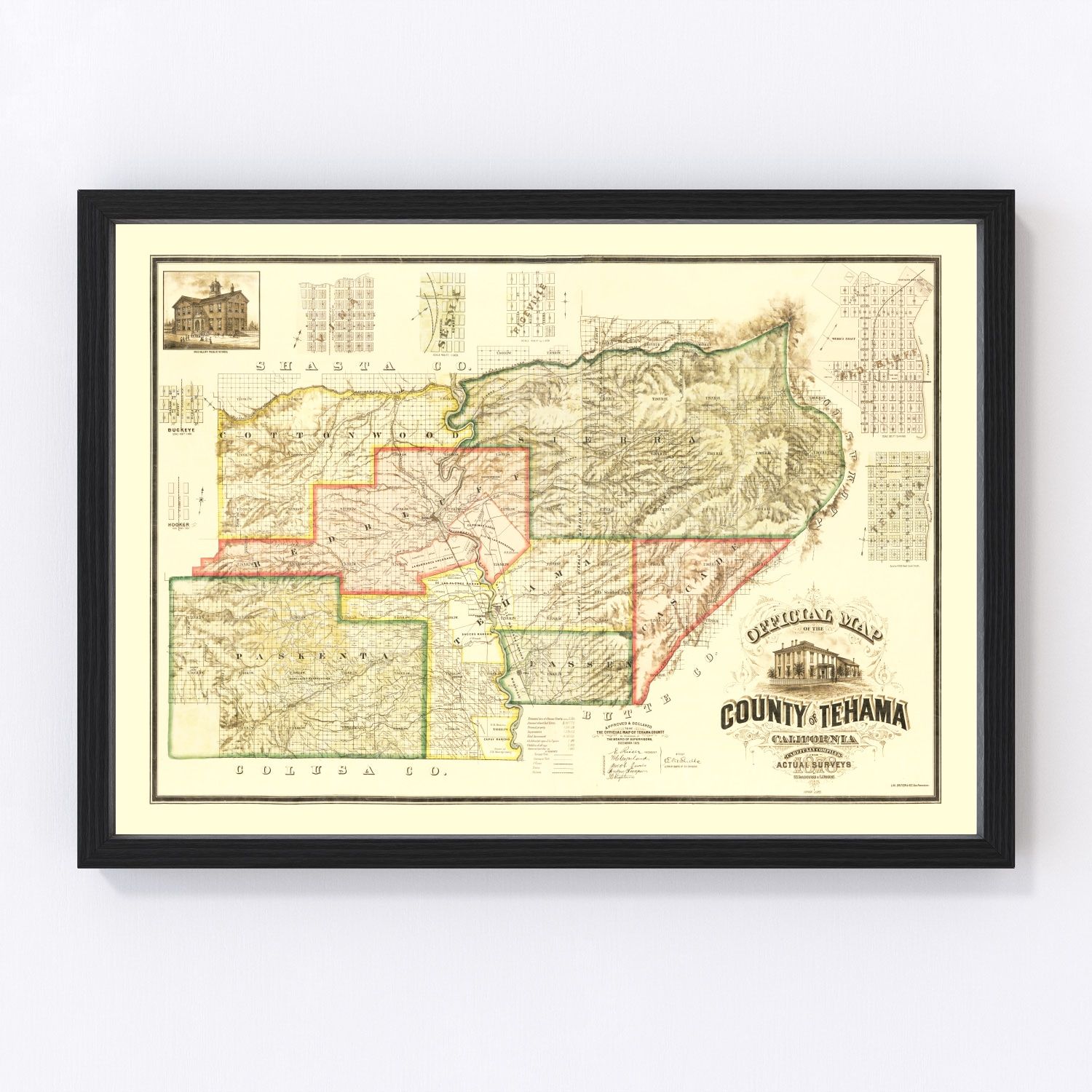Vintage Map of Tehama County, California 1878
