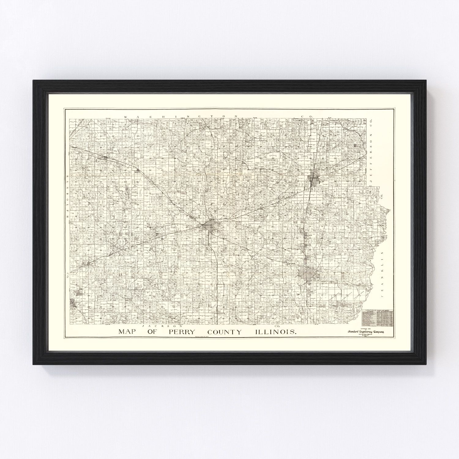 Vintage Map of Perry County, Illinois 1908