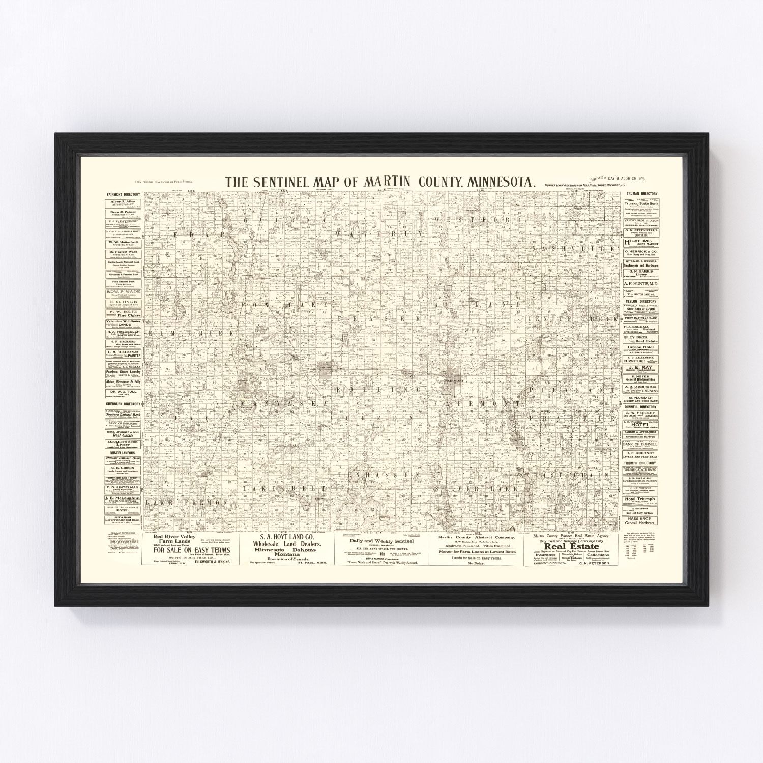 Vintage Map of Martin County, Minnesota 1901