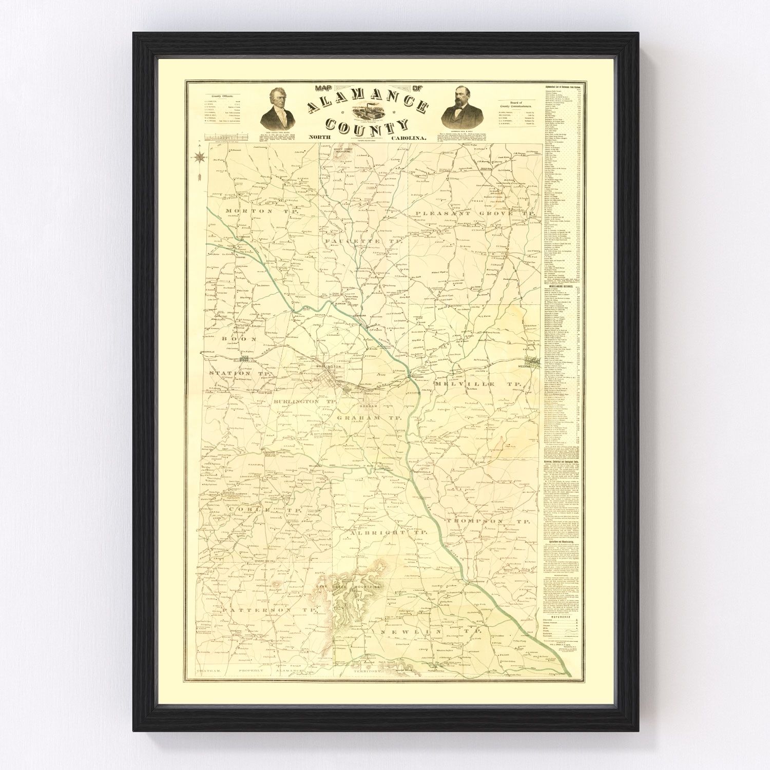 Vintage Map of Alamance County, North Carolina 1893