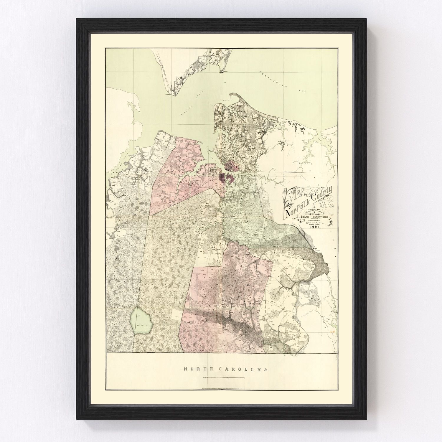Vintage Map of Norfolk County, Virginia 1887