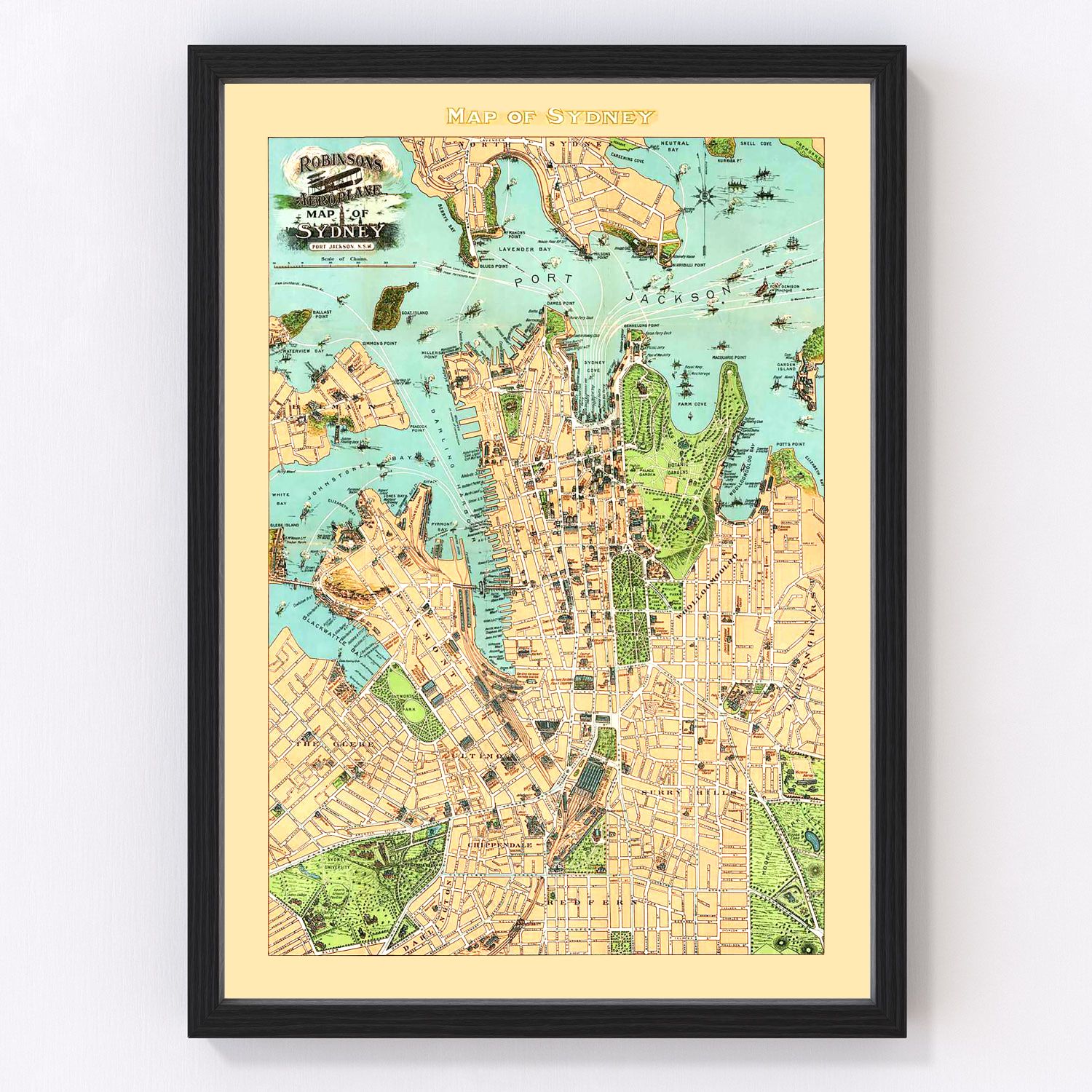Vintage Map of Sydney, Australia 1909