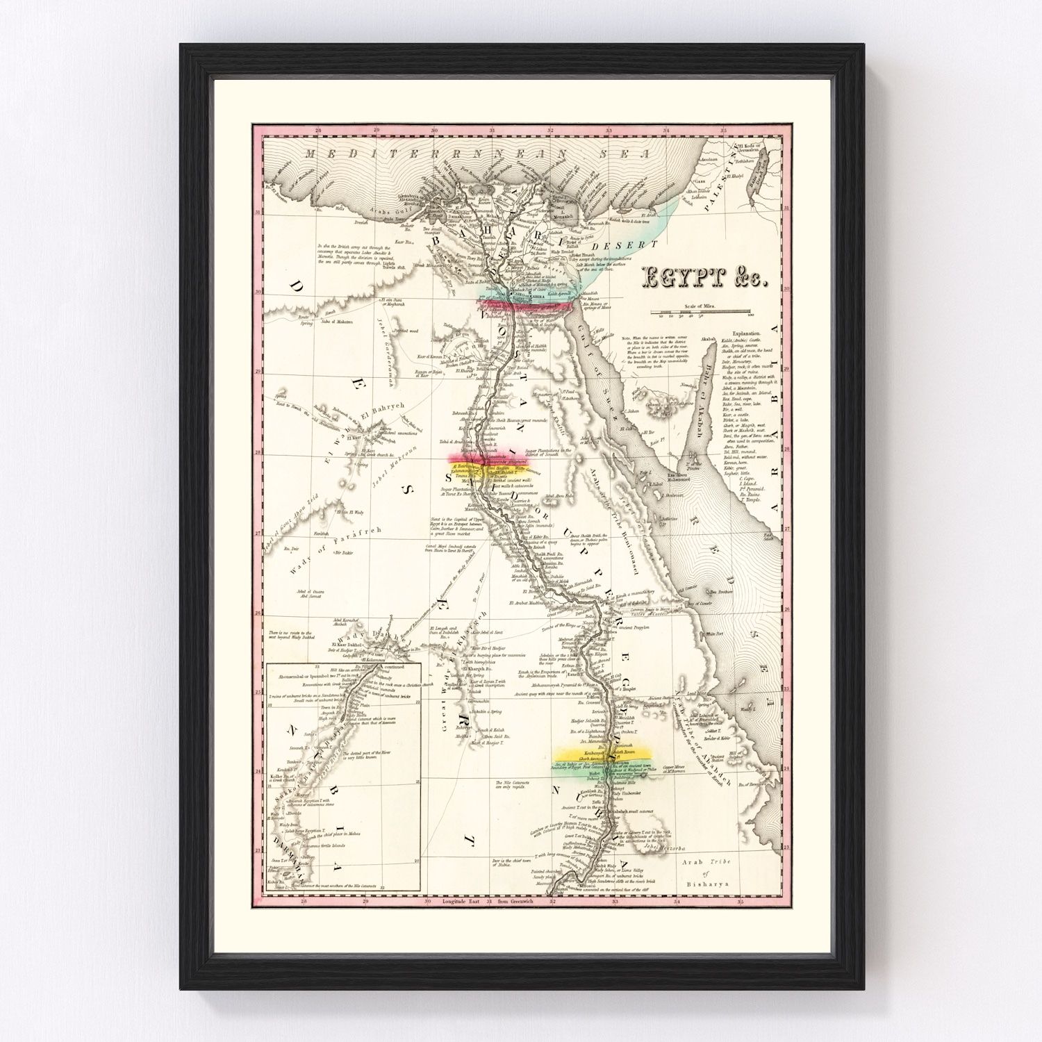 Vintage Map of Egypt 1836