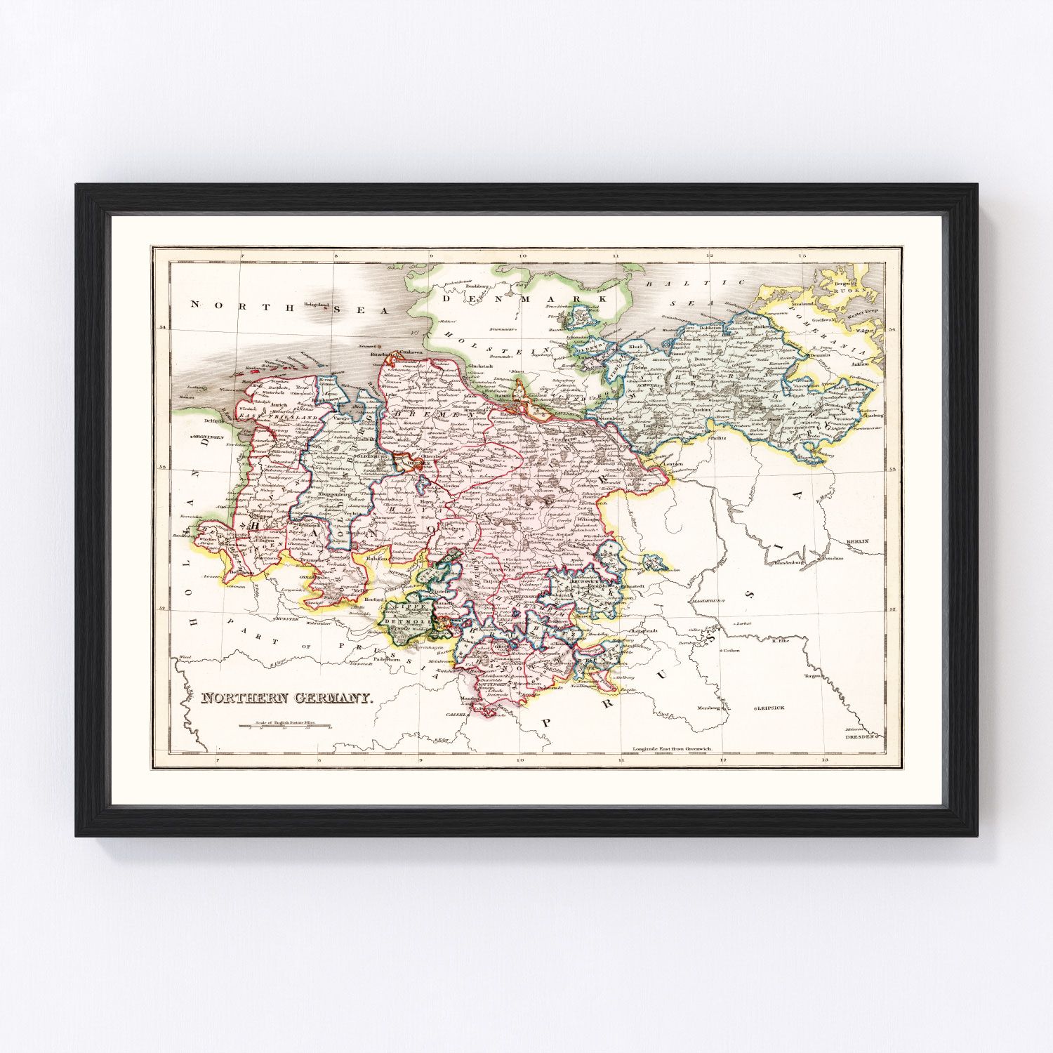 Vintage Map of Northern Germany 1832