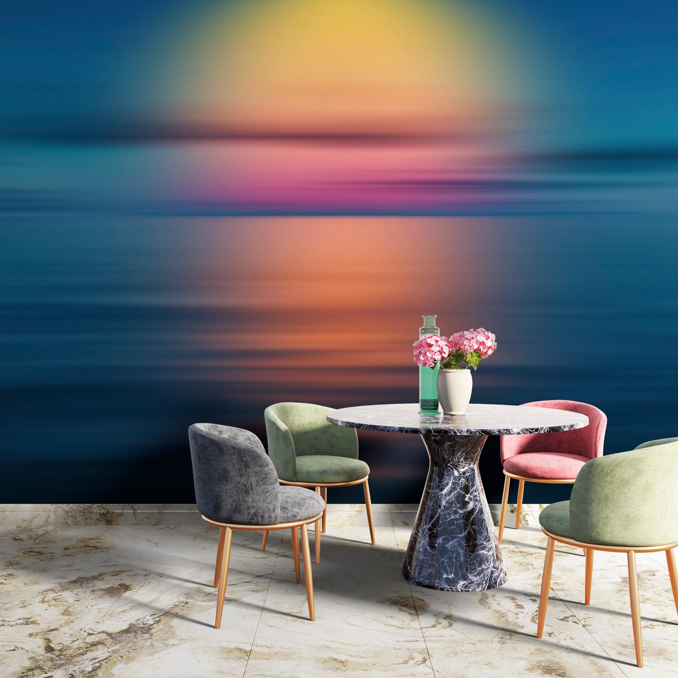Sunset over the Ocean Horizon Wall Mural. Peel and Stick Wallpaper. #6
