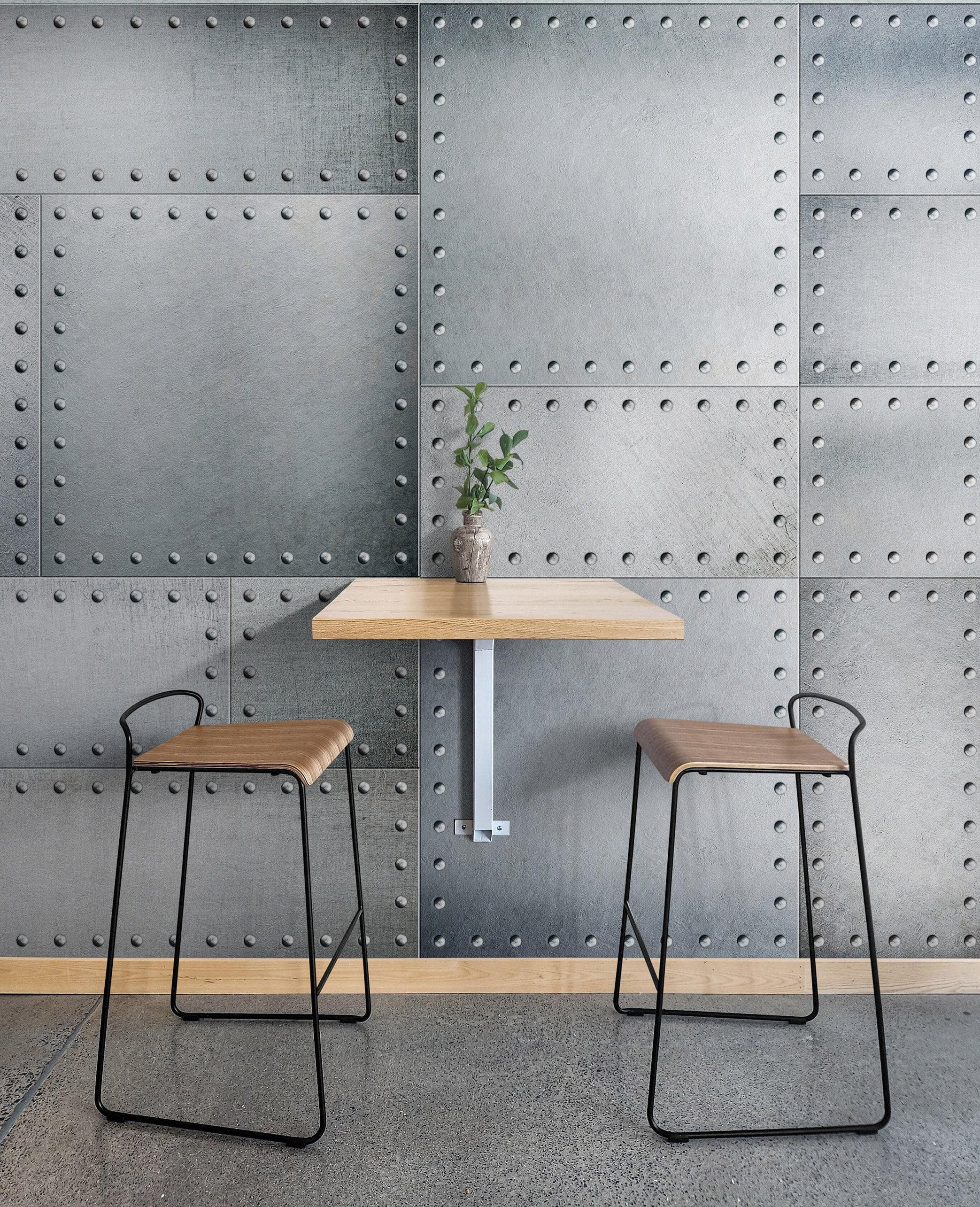 Stainless Steel Metal Grunge Design Wall Mural. Industrial Theme Peel