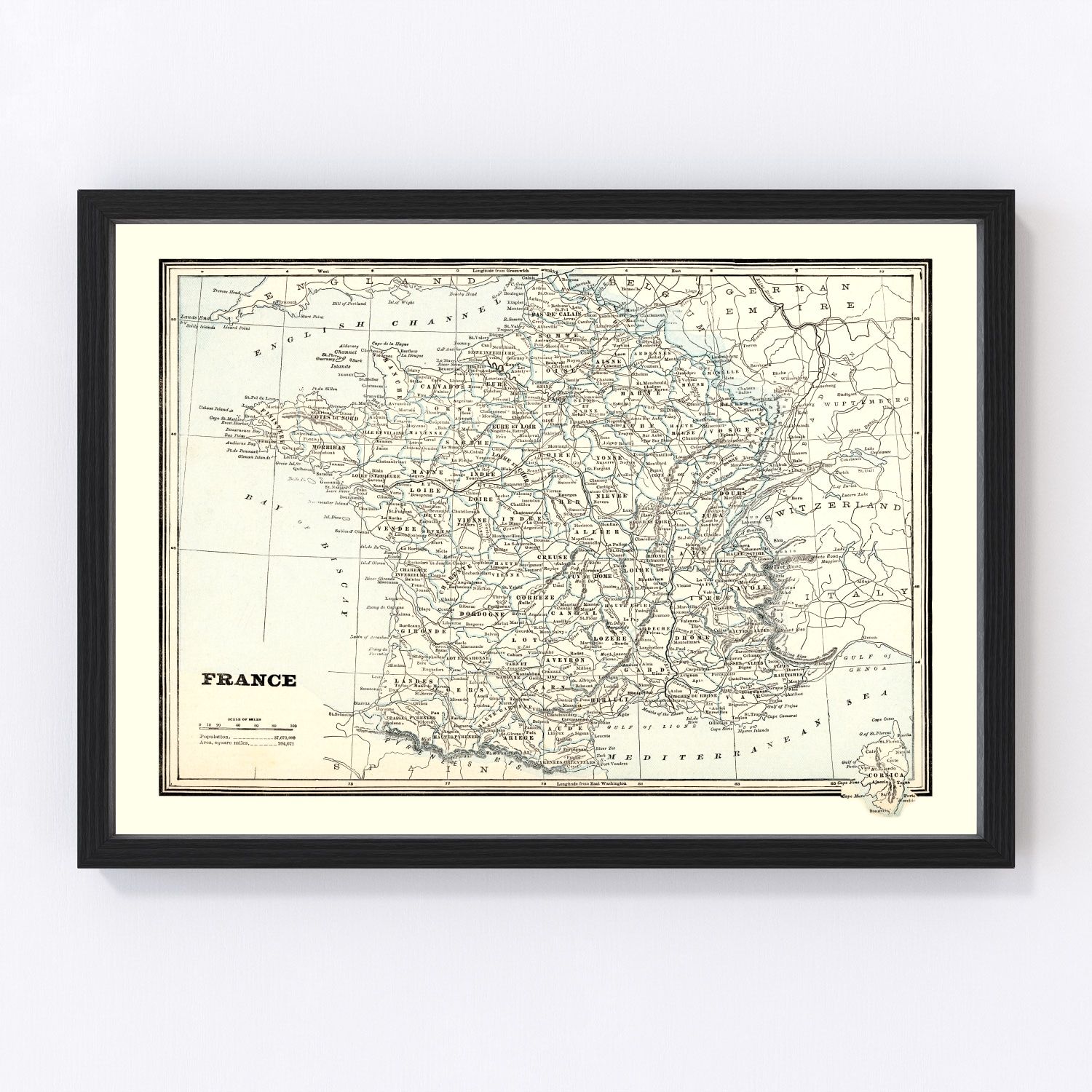 Vintage Map of France 1893