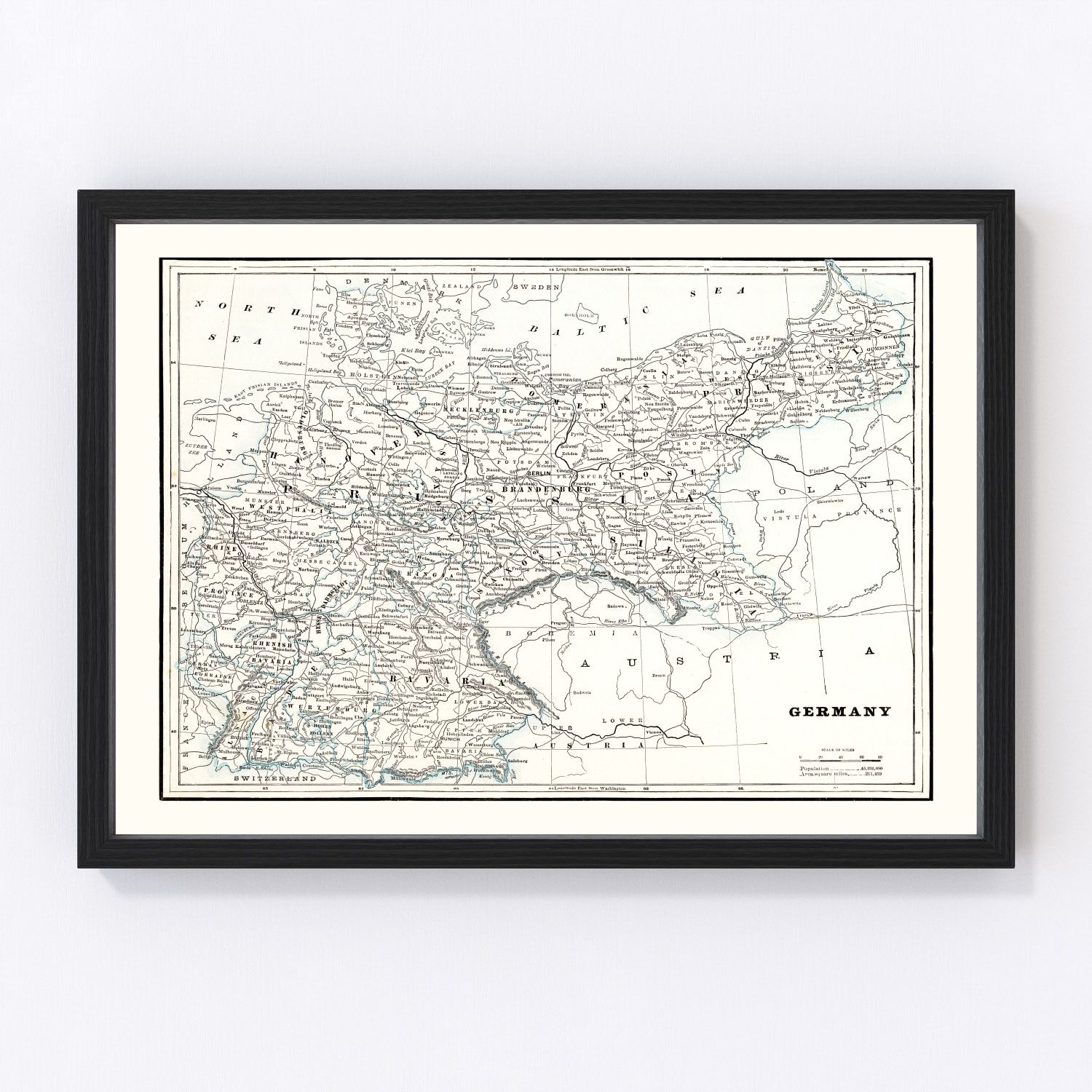 Vintage Map of Germany 1893