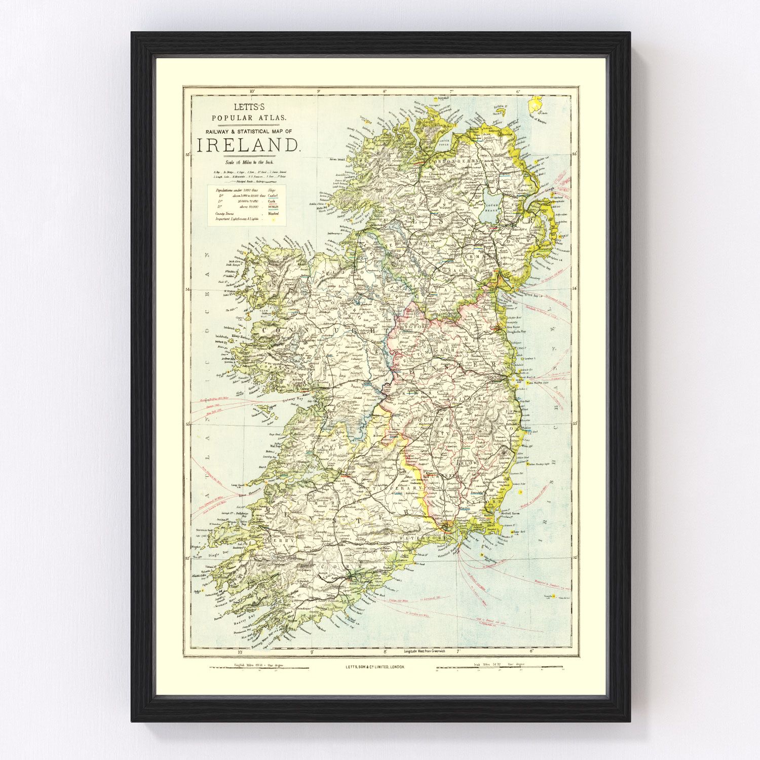 Vintage Map of Ireland 1883