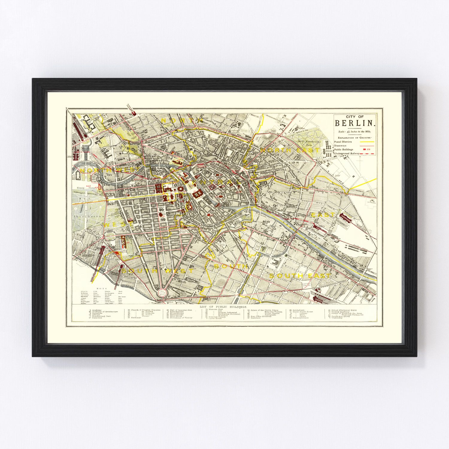 Vintage Map of Berlin, Germany 1883