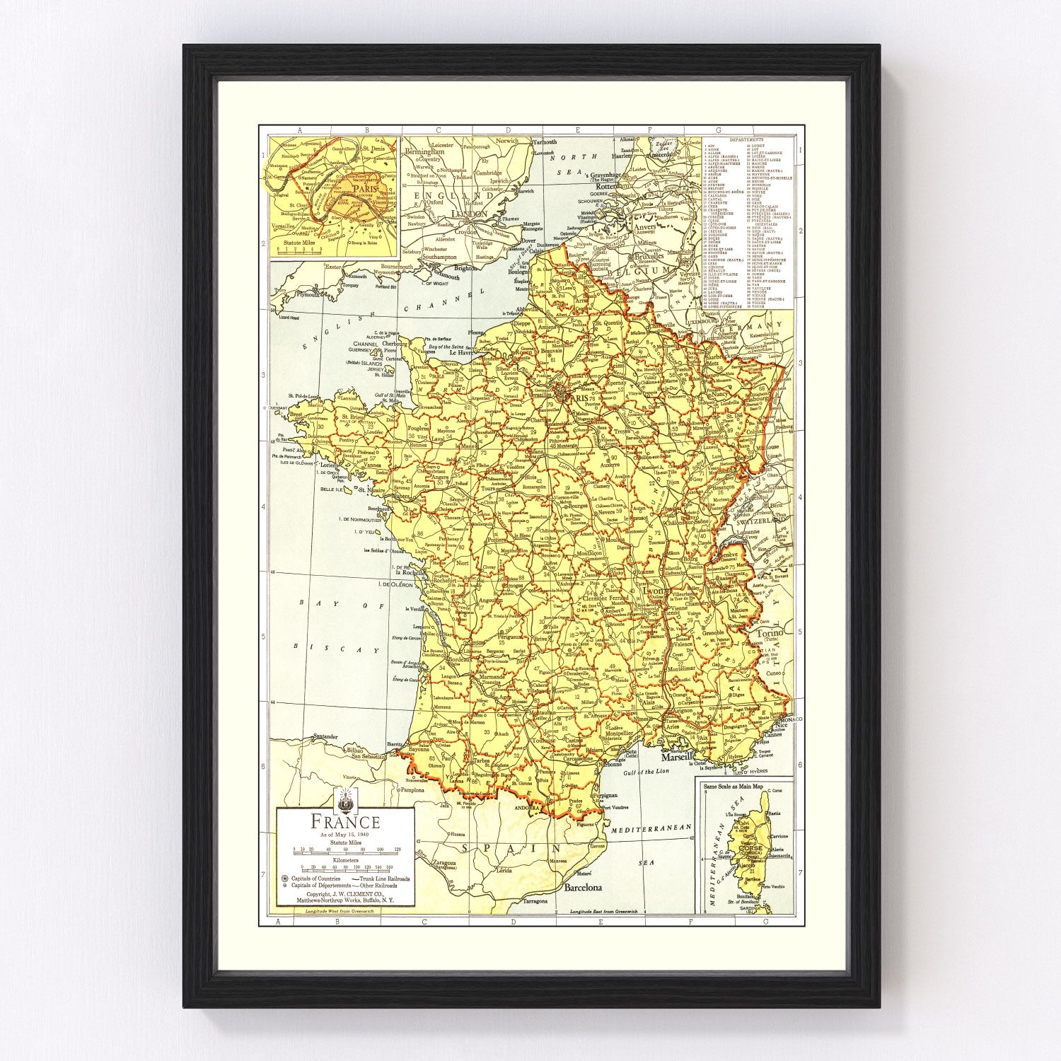 Vintage Map of France 1943