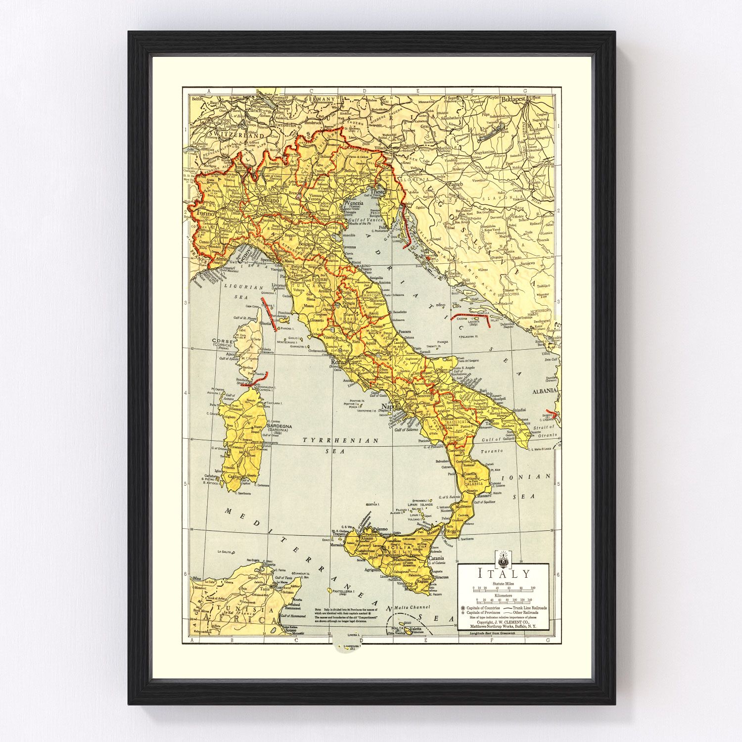 Vintage Map of Italy 1943