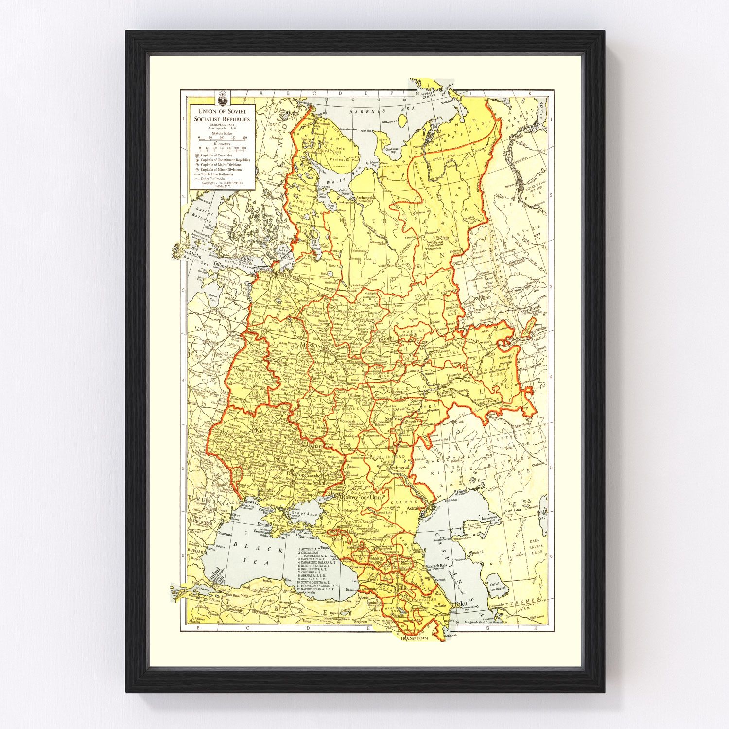 Vintage Map of Soviet Union 1943