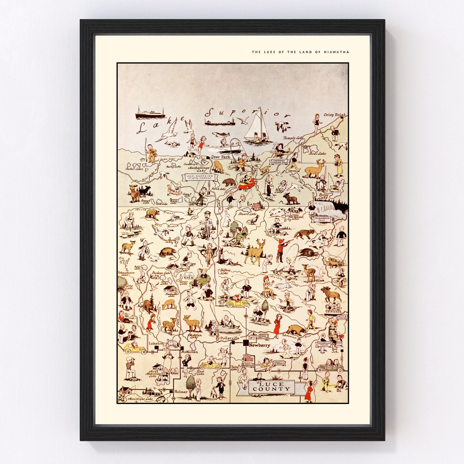 Vintage Map of Luce County, Michigan 1936