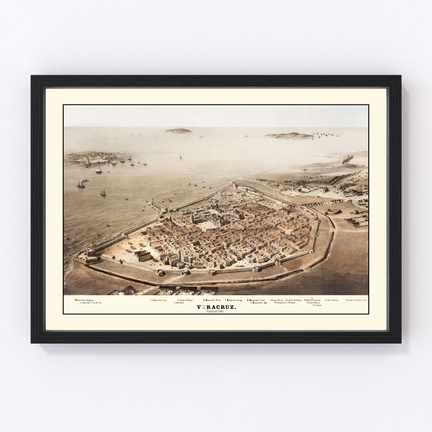 Vintage Map of Veracruz, Mexico 1862