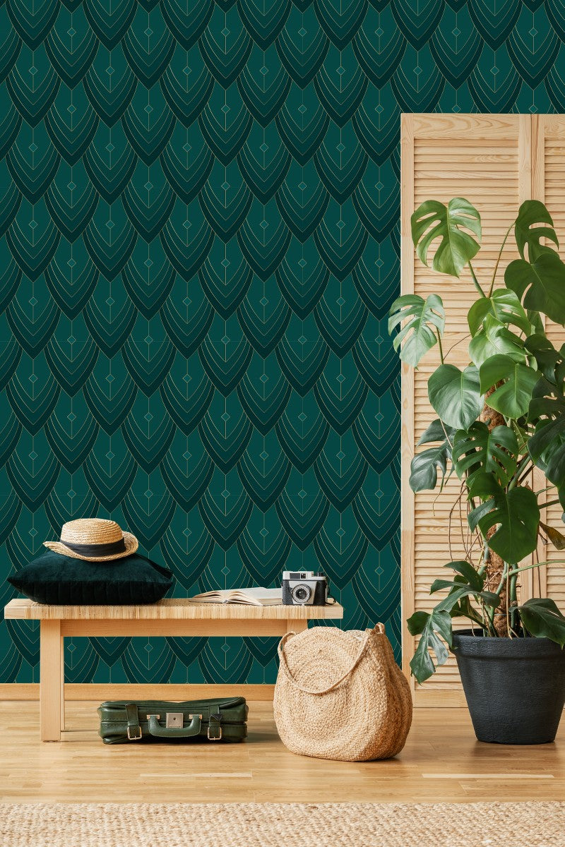 Dark Green Pattern Wallpaper