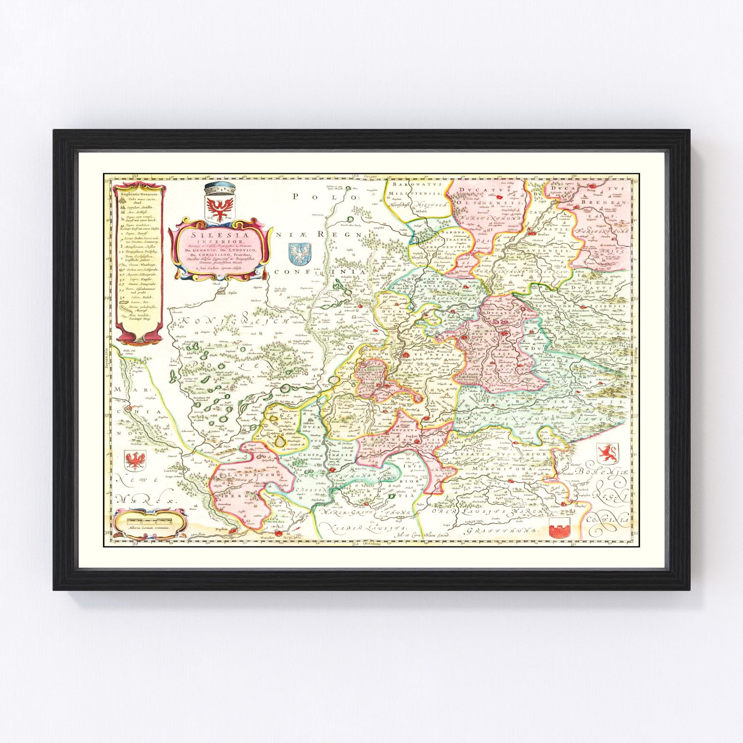 Vintage Map of Lower Silesia, 1665