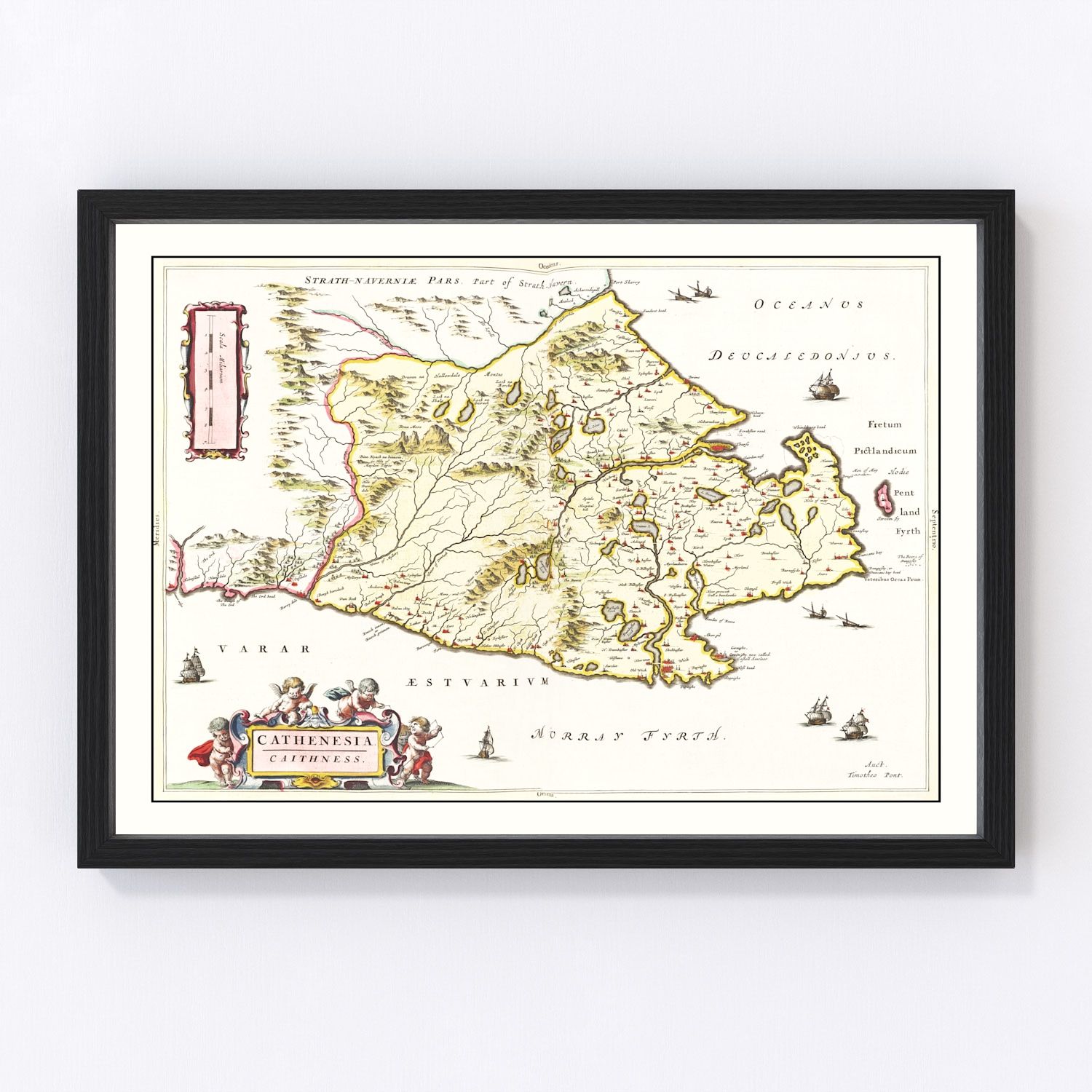 Vintage Map of Caithness, Scotland 1665