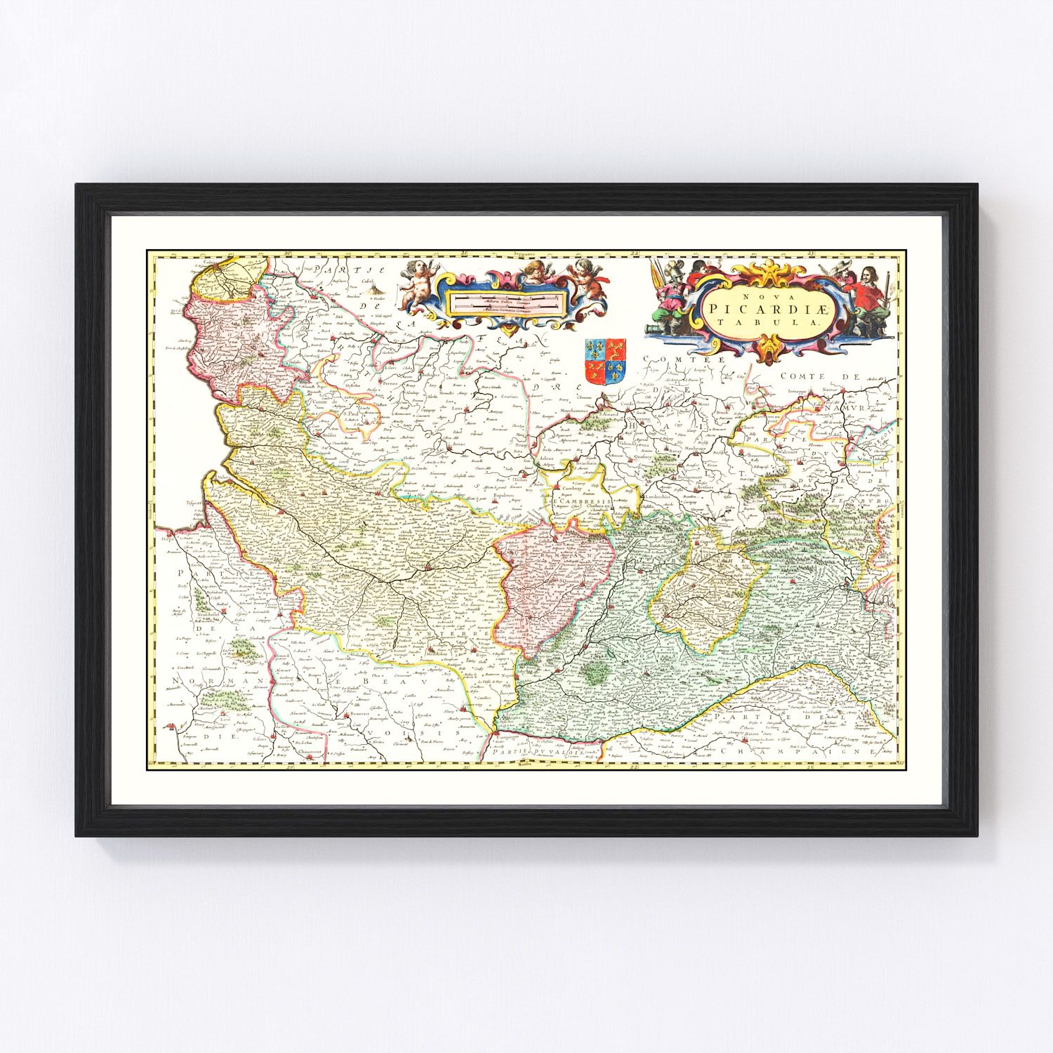 Vintage Map of Picardy, France 1665