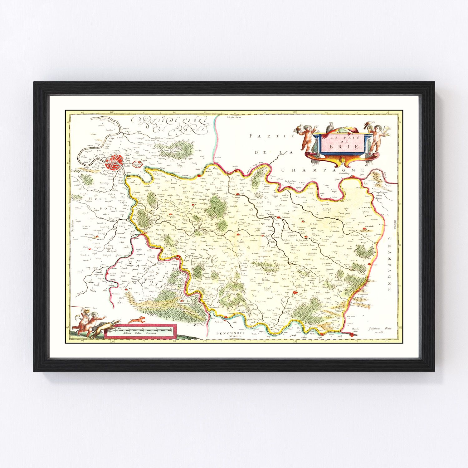 Vintage Map of Brie, France 1665