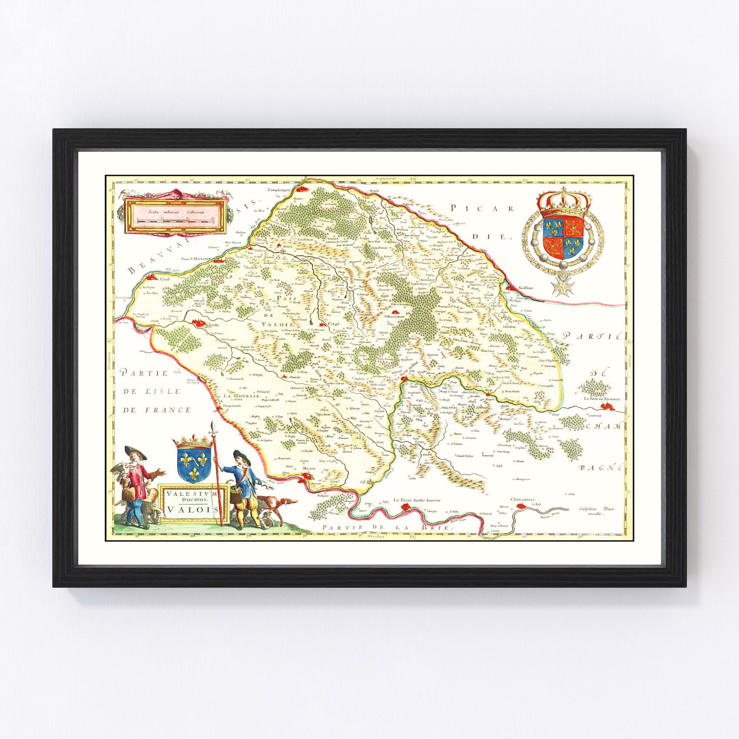 Vintage Map of Valois, France 1665