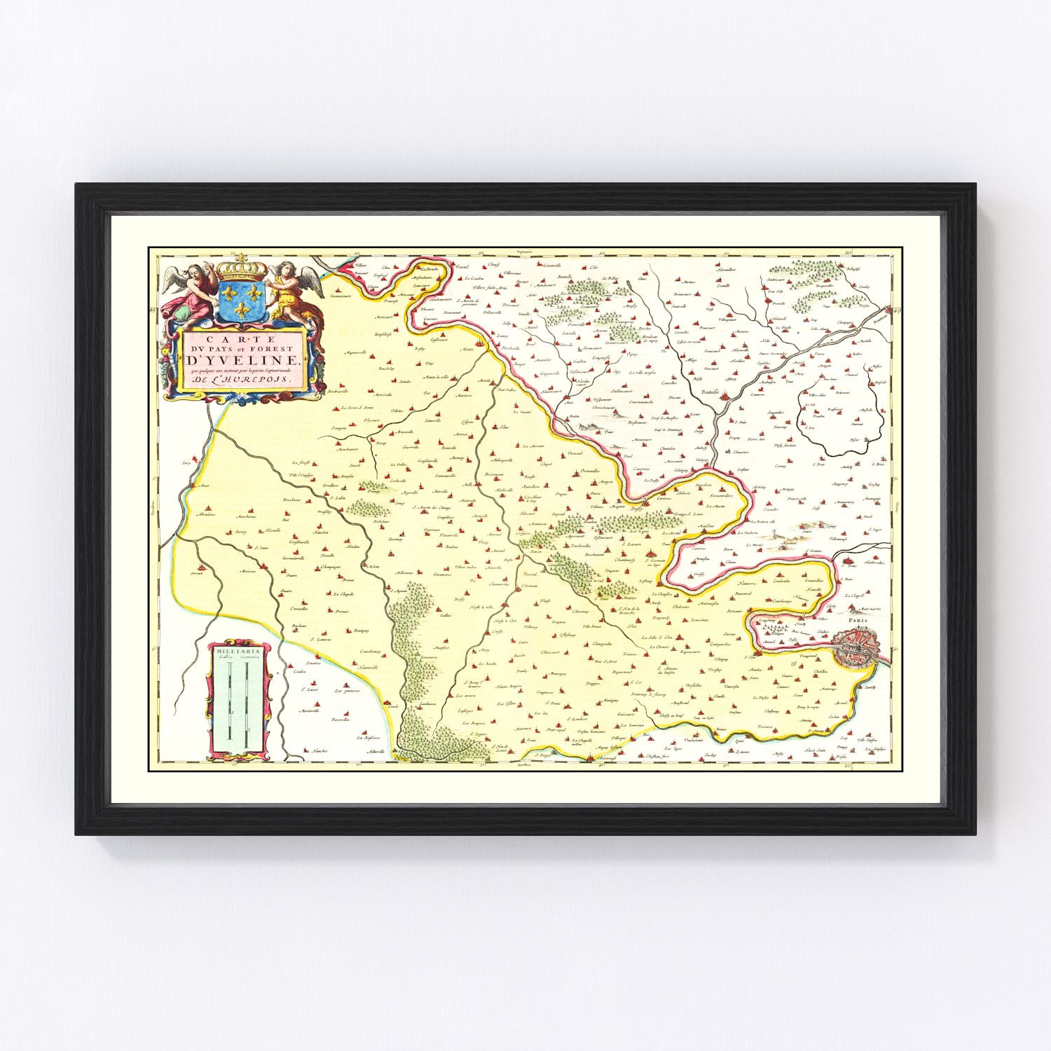 Vintage Map of Paris Region of France 1665