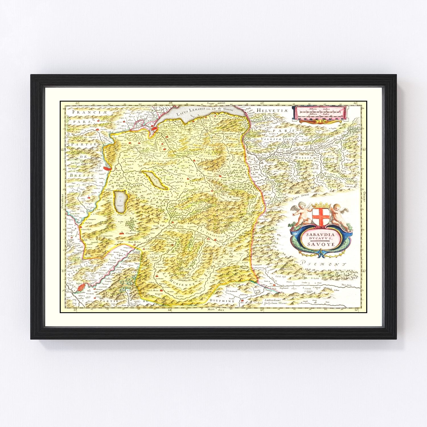 Vintage Map of the Savoy Region 1665