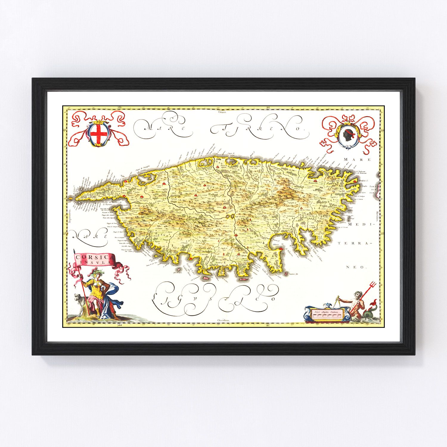 Vintage Map of Corsica, France 1665