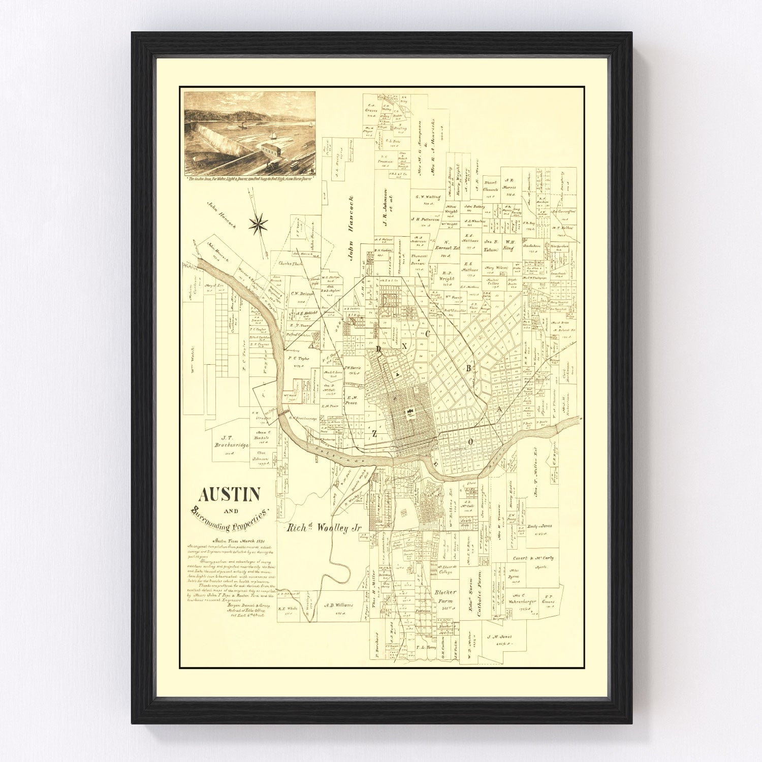 Vintage Map of Austin, Texas 1891
