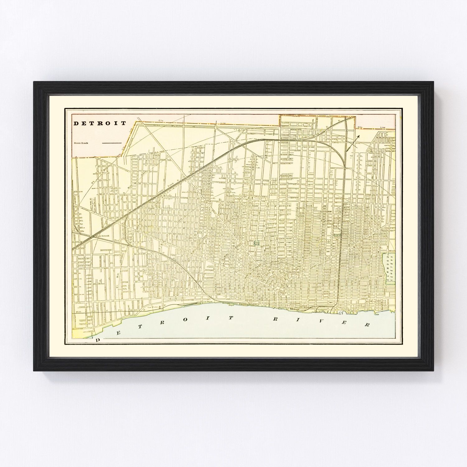 Vintage Map of Detroit, Michigan 1892